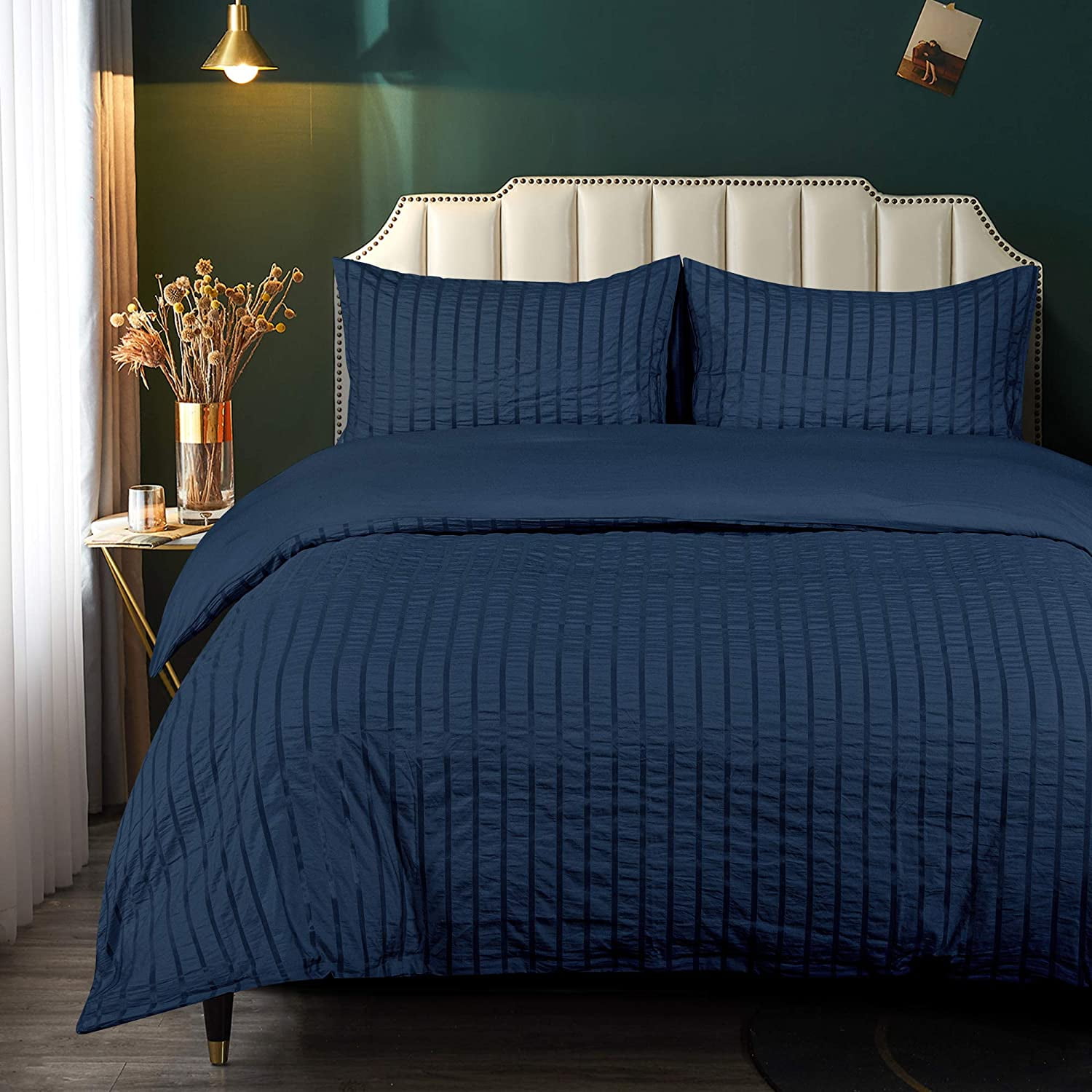 Seersucker Queen Textured Duvet Cover Set, 3 Pieces (1 Duvet Cover + 2 ...