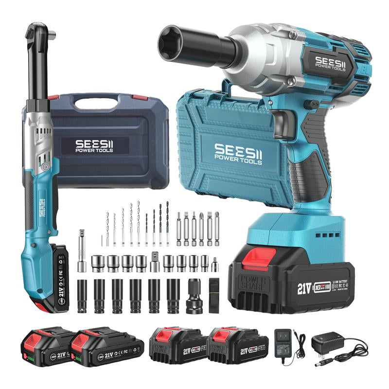 Seesii 3 in 1 Cordless Impact Wrench 1/2'',3300RPM,Brushless Impact ...