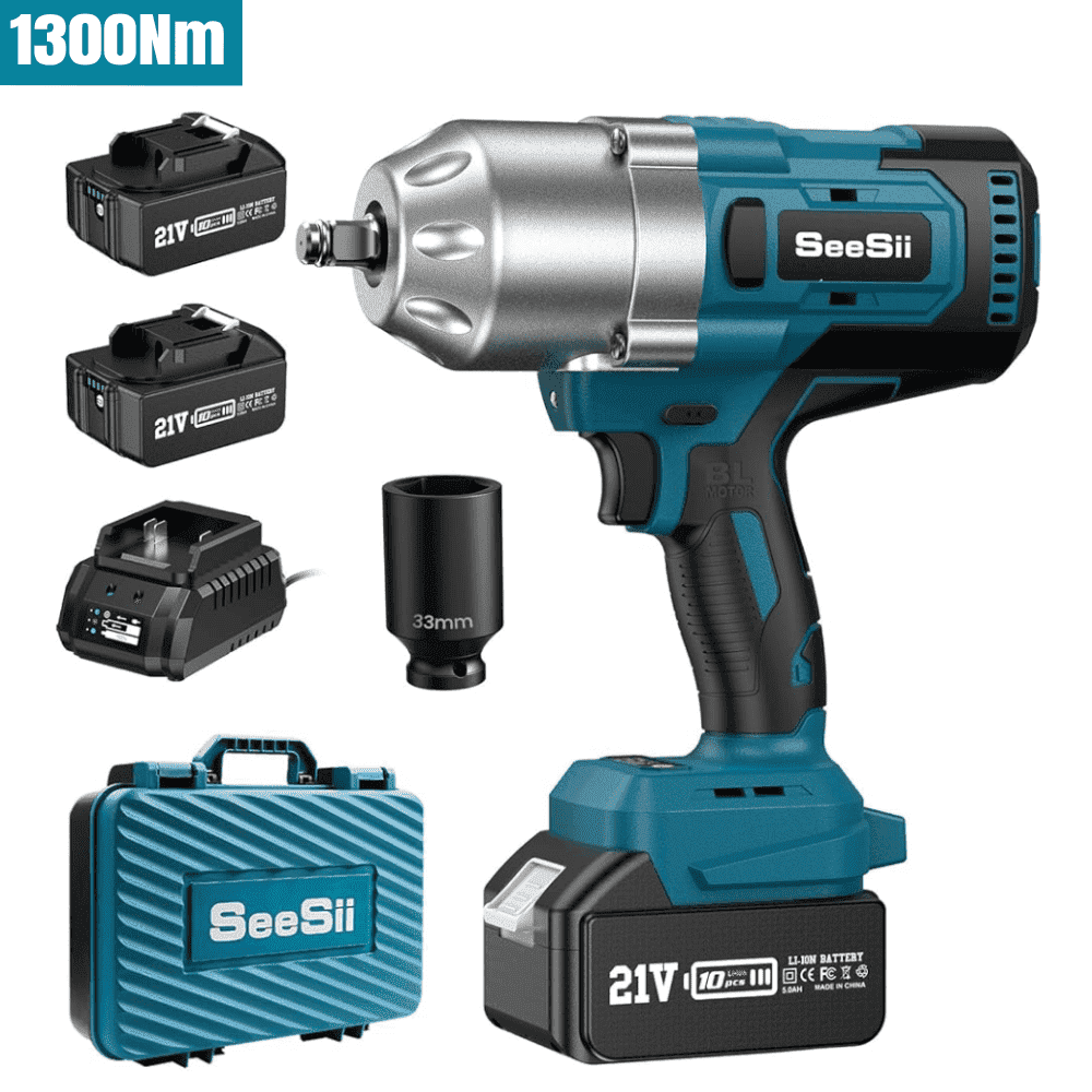 Seesii 1300NM 1/2'' Electric Impact Wrench for Cars, Cordless Power ...
