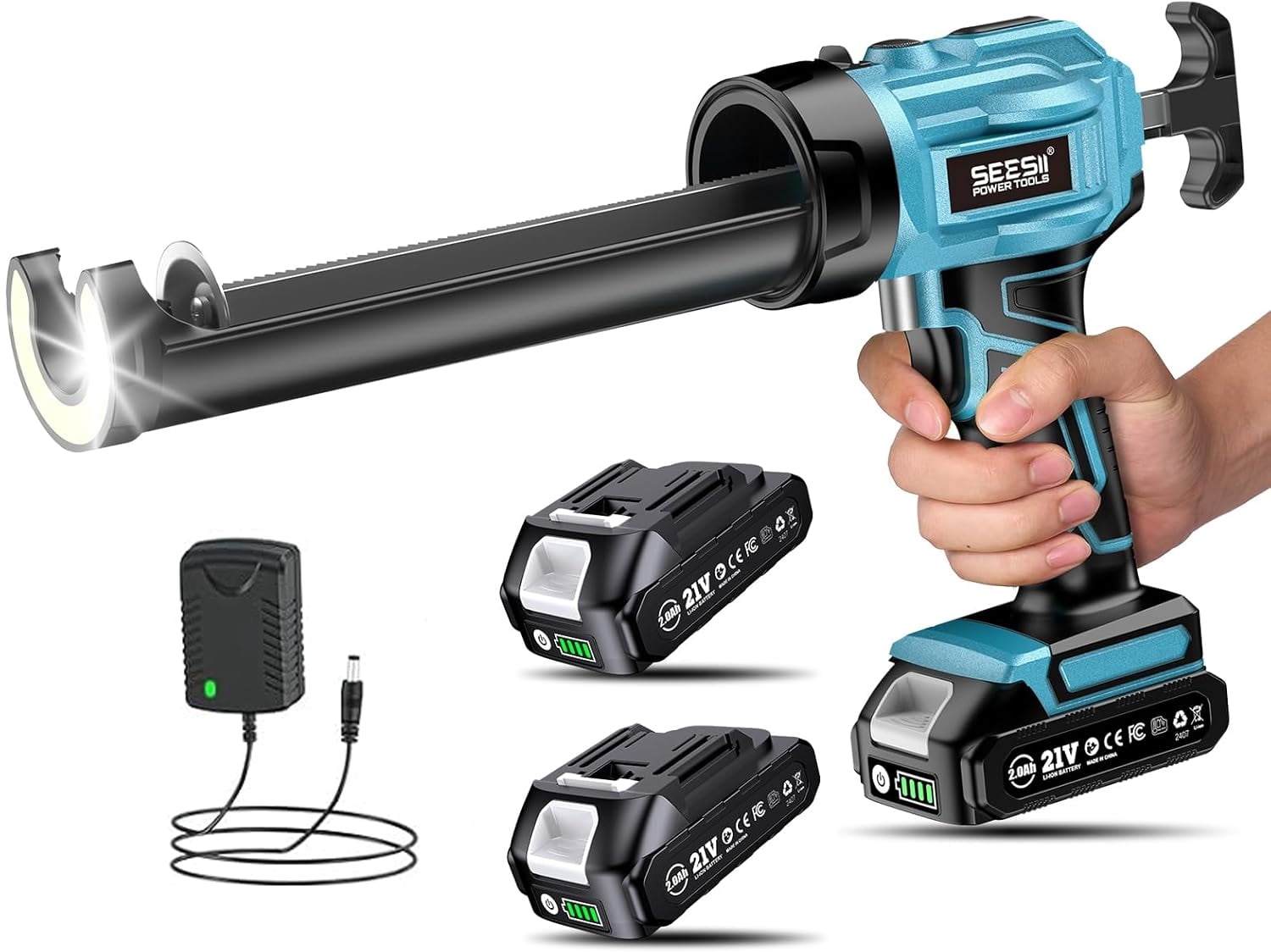 Seesii Cordless Caulking Gun, 10OZ ,Anti‑drip Electric Caulk Gun with ...