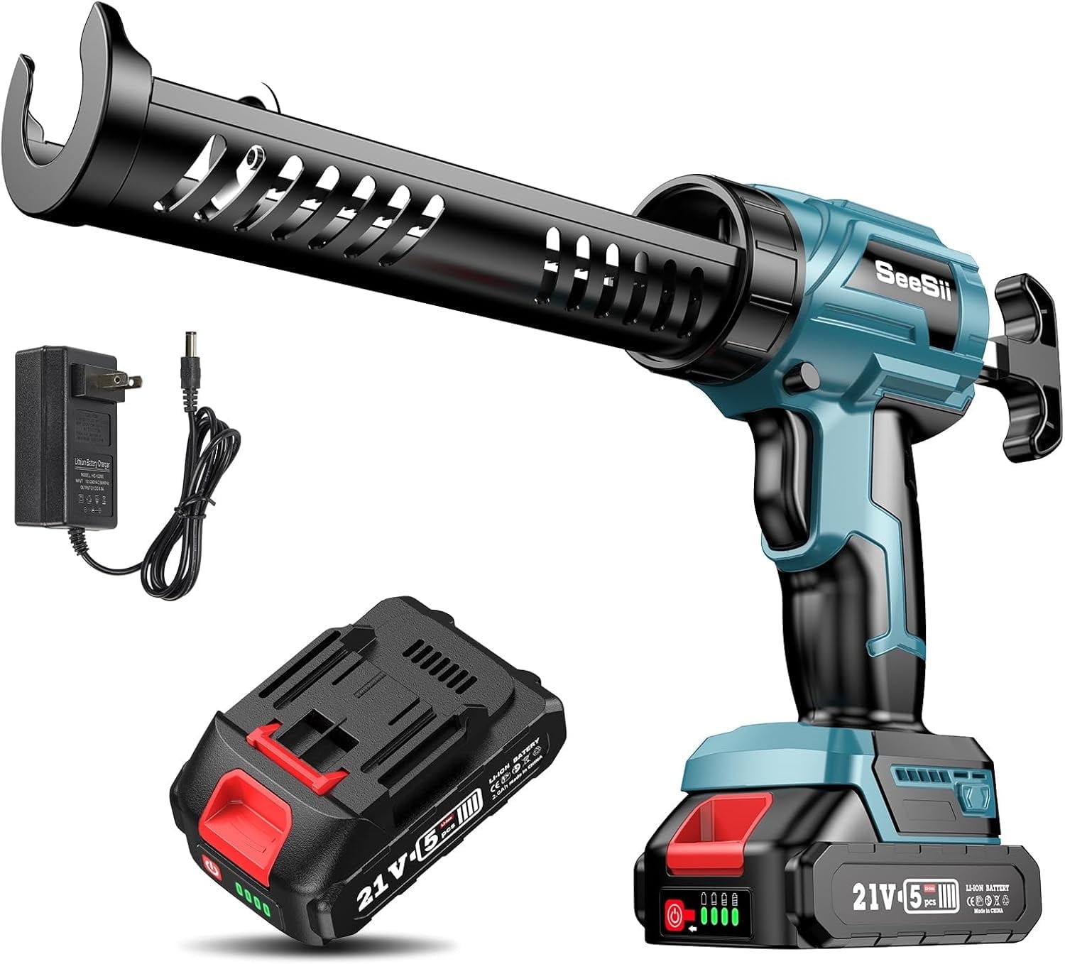 Seesii Cordless Caulking Gun 10oz/300ml, 21V Electric Caulking Gun with ...