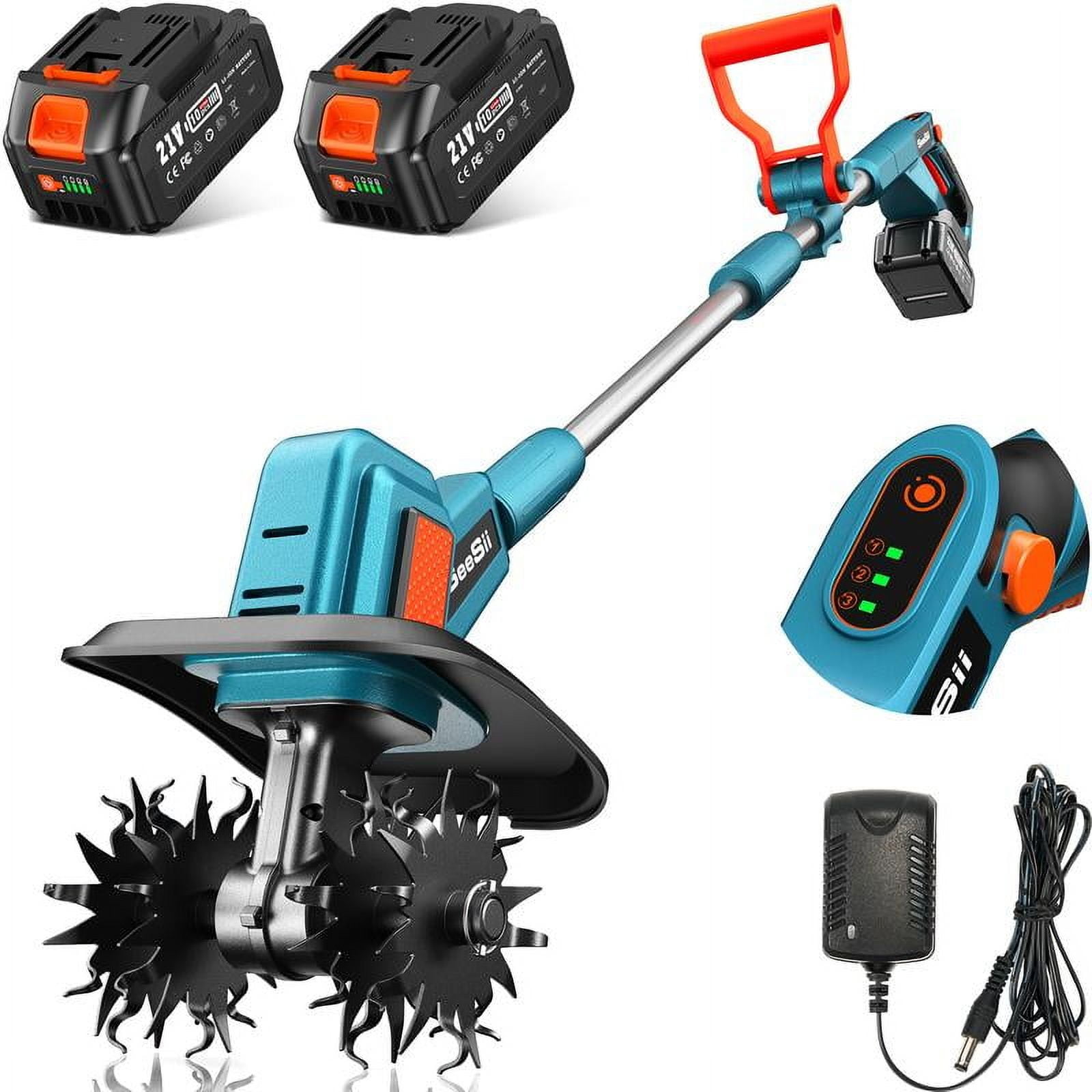 Seesii Electric Tiller for Gardening, 300 RPM Rototiller Cordless ...