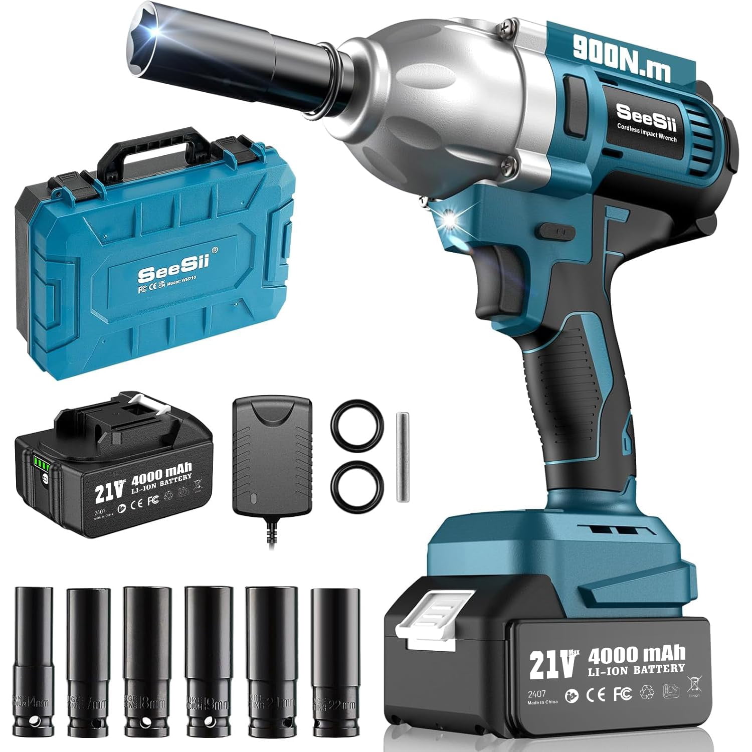 Seesii Impact Wrench 665 FT-LBS(900N.m) 3300IPM 1/2 Impact Gun High ...