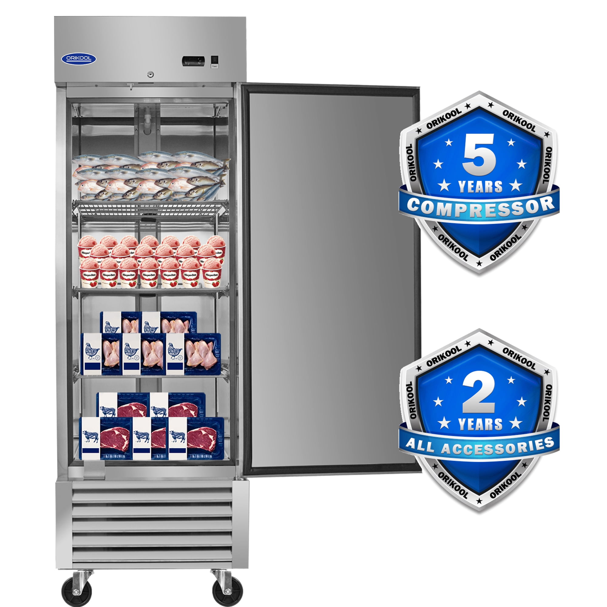 Seetaras 27" Commercial Refrigerator 23 Cu.ft with 1 Solid Door Reach ...