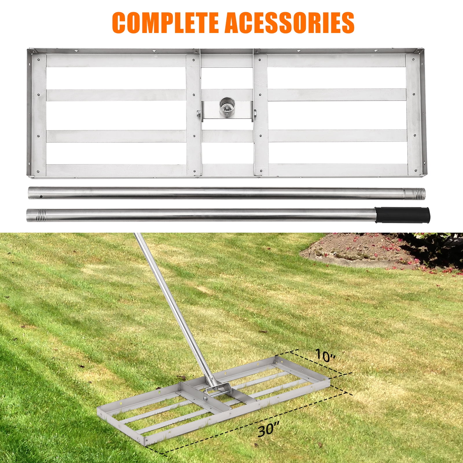 Seetaras 30"-96" Land Leveler Lawn Leveling Rake with Alloy Steel Head ...