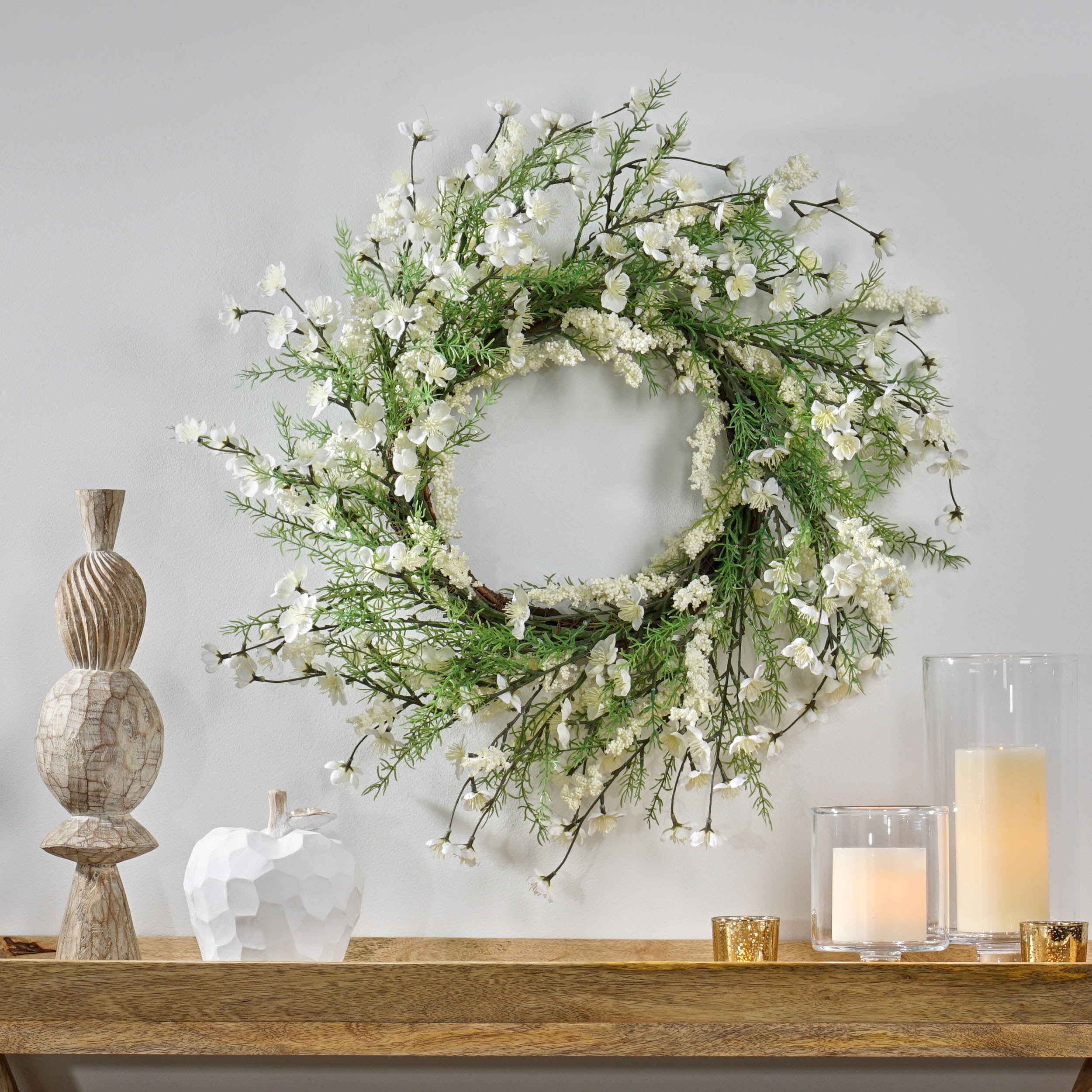 Seetaras 30'' Wreaths For Front Door, Plum Blossom Wreath, Artificial ...