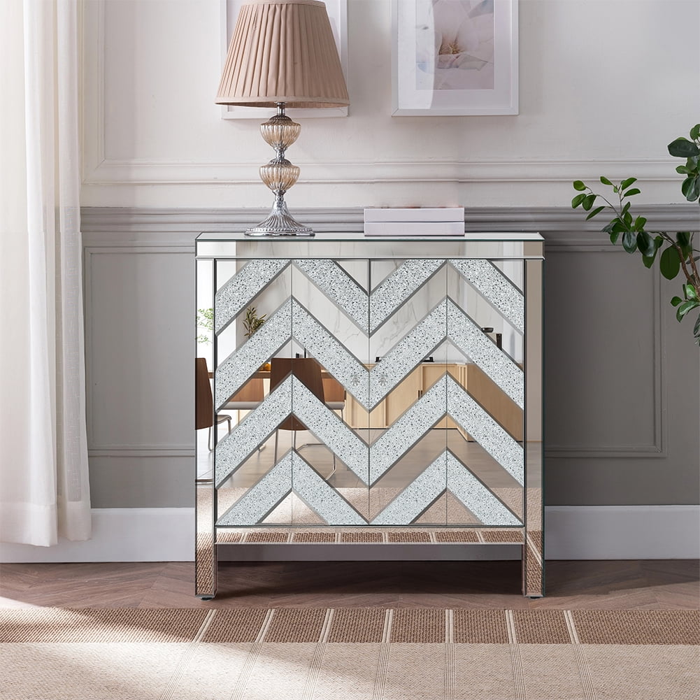 Seetaras 31.5" Accent Silver Buffet Cabinet with Mirror Trim,M/Diamond ...