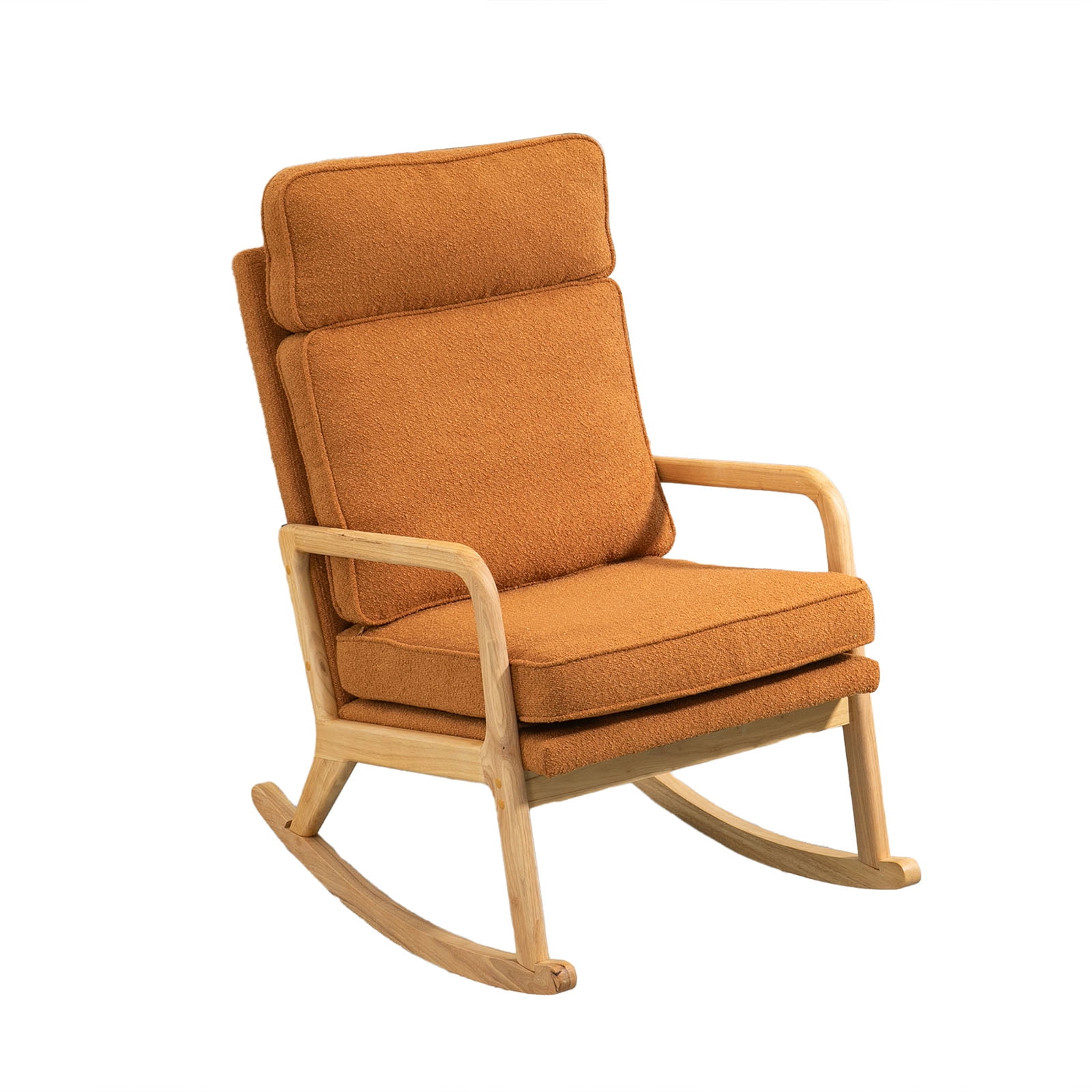 Seetaras Boucle Rocking Chair, Mid-Century Glider Rocker with Padded ...