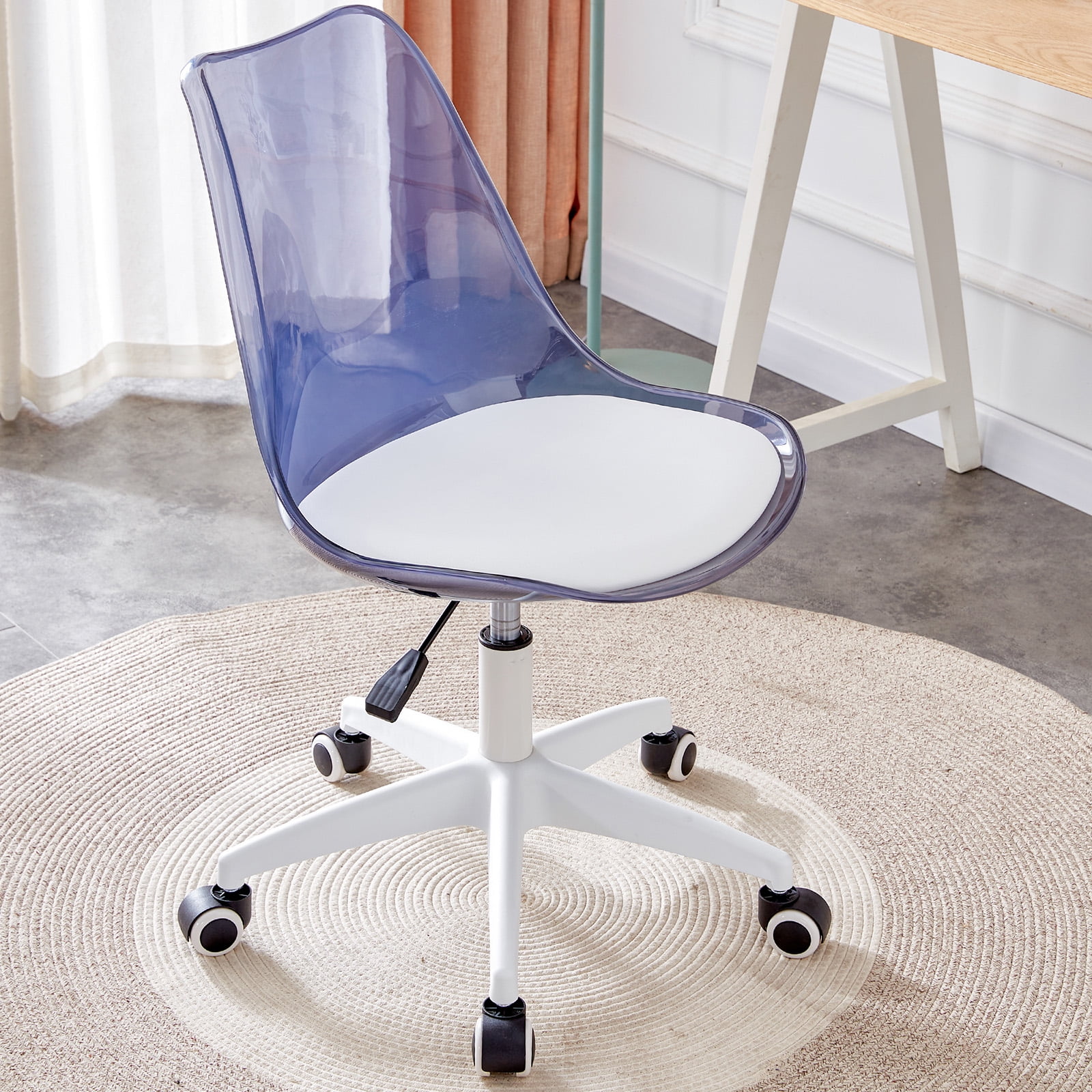 Seetaras Clear Desk Chair Acrylic Rolling Chair with Wheels,Armless ...