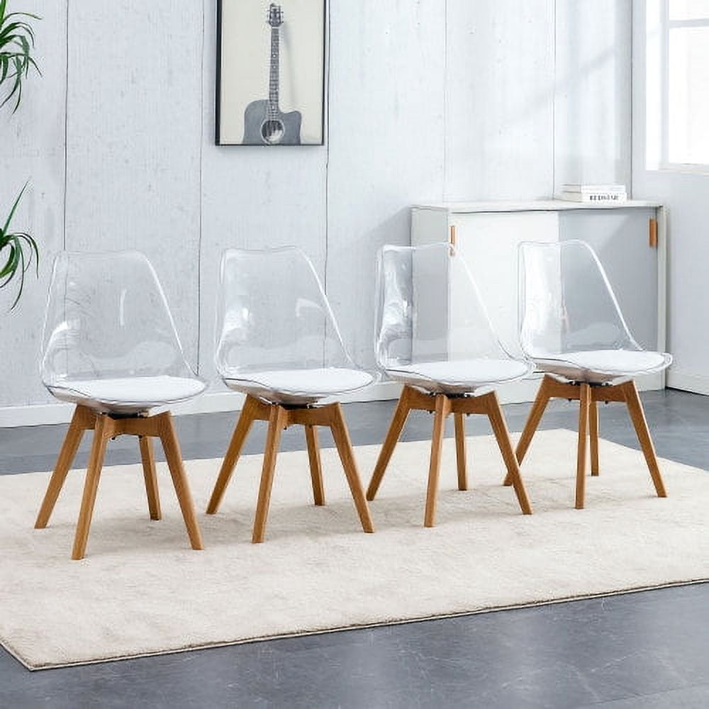 Seetaras Clear Dining Chairs Set Of 4,Rotating Base 360 ° Rotation ...