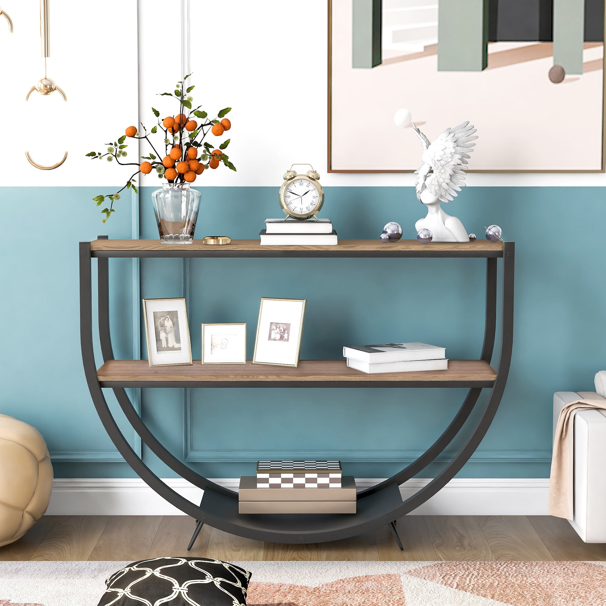 Seetaras Demilune Console Table, Industrial Style Entryway Table With 3 ...
