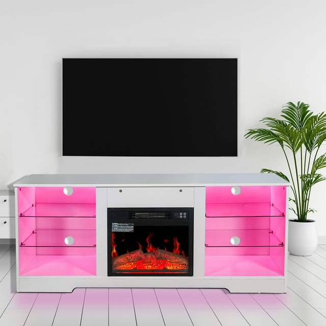 Seetaras Fireplace TV Stand with 18 Inch Electric Fireplace Adjustable ...