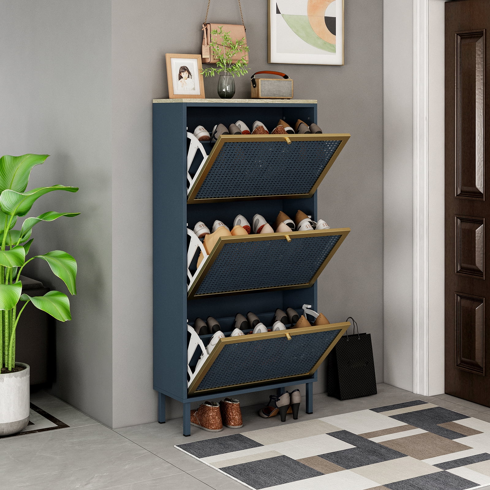 Seetaras Freestanding Shoe Storage Cabinet with 3 Drawers Multi-Layer ...