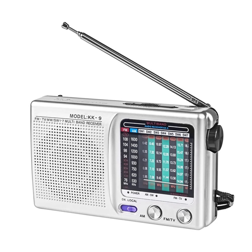 Seetaras KK9 AM/FM/SW Battery Operated Portable Weather Radio, Silver ...