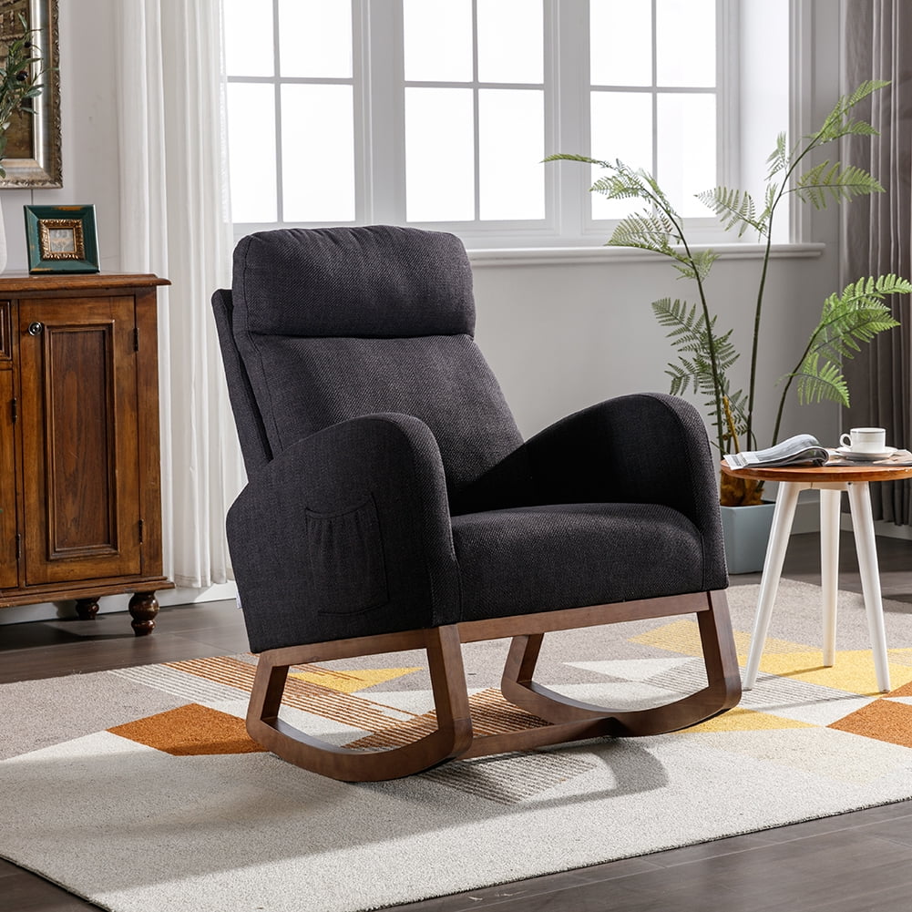 Seetaras Rocking Chair with Head Pillow,Side Storage Bag,Single Sofa ...