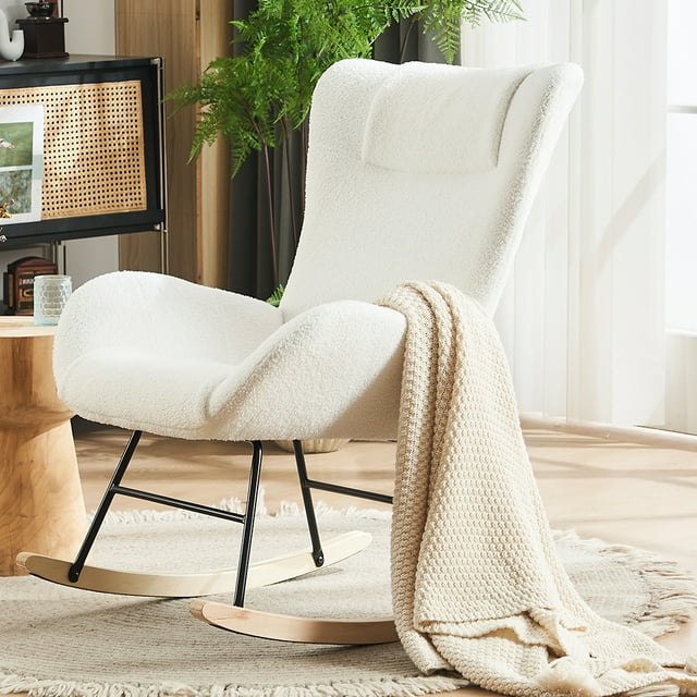 Seetaras Rocking Chair,Modern Upholstered Reading Rocker Chair with ...