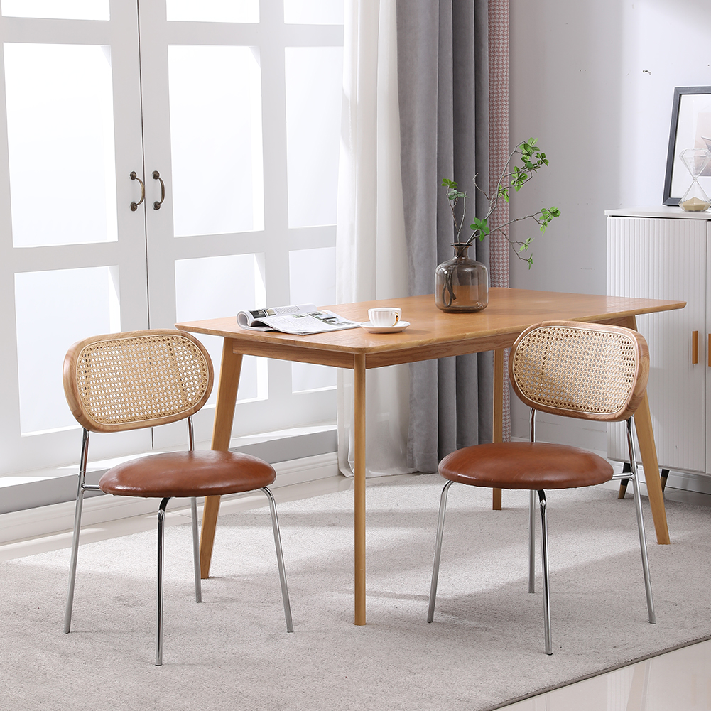 Seetaras Set of 2 Modern Dining Chairs PU Leather Upholstered Leisure ...