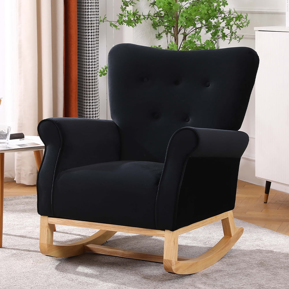 Seetaras Small Modern Rocking Chair,Velvet Upholstered Accent Chair ...