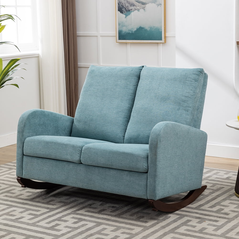 Seetaras Upholstered Double Rocking Chair,Mid Century Glider Rocker ...