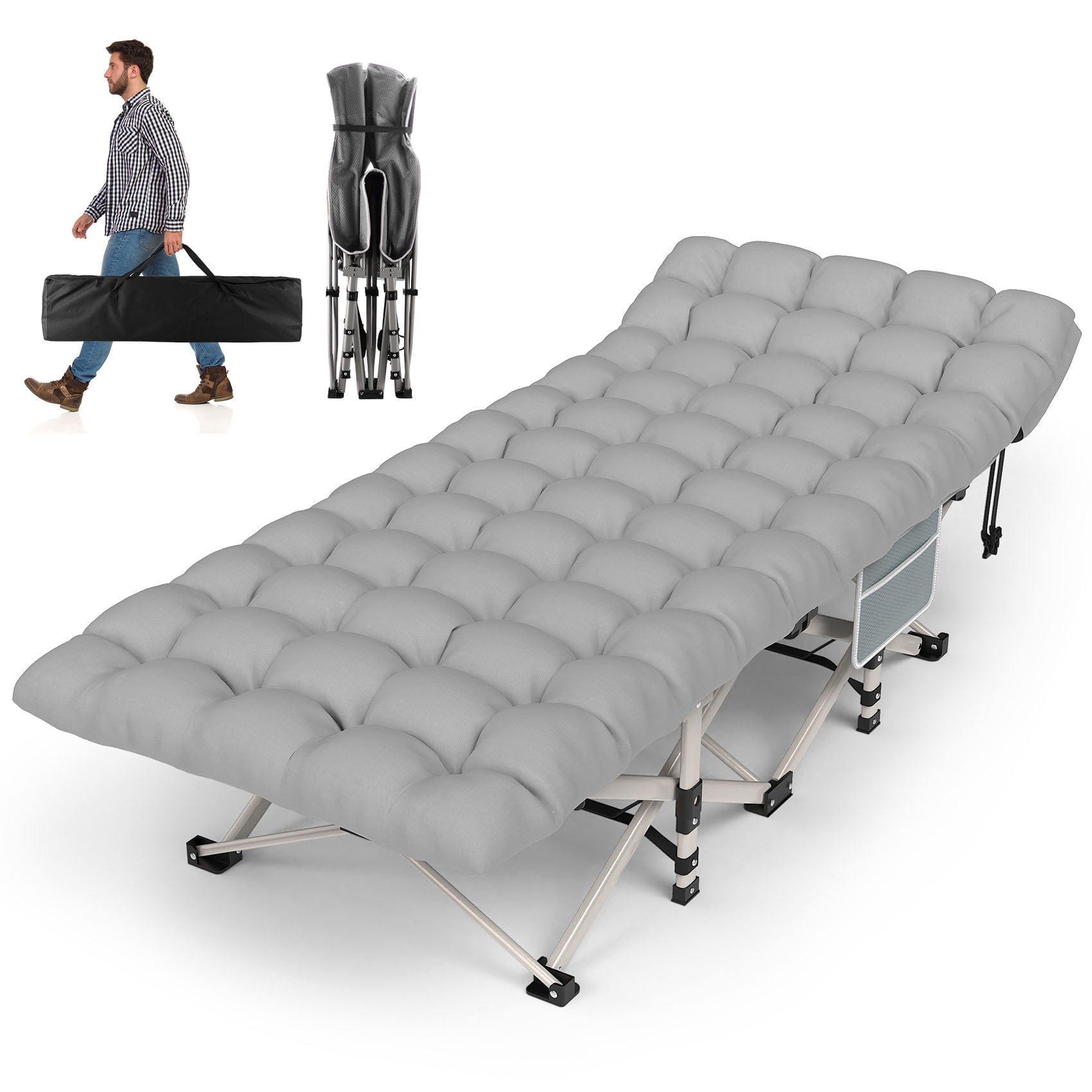 Seeutek Folding Camping Cot for Adults, 75"x28" Sleeping Bed with ...