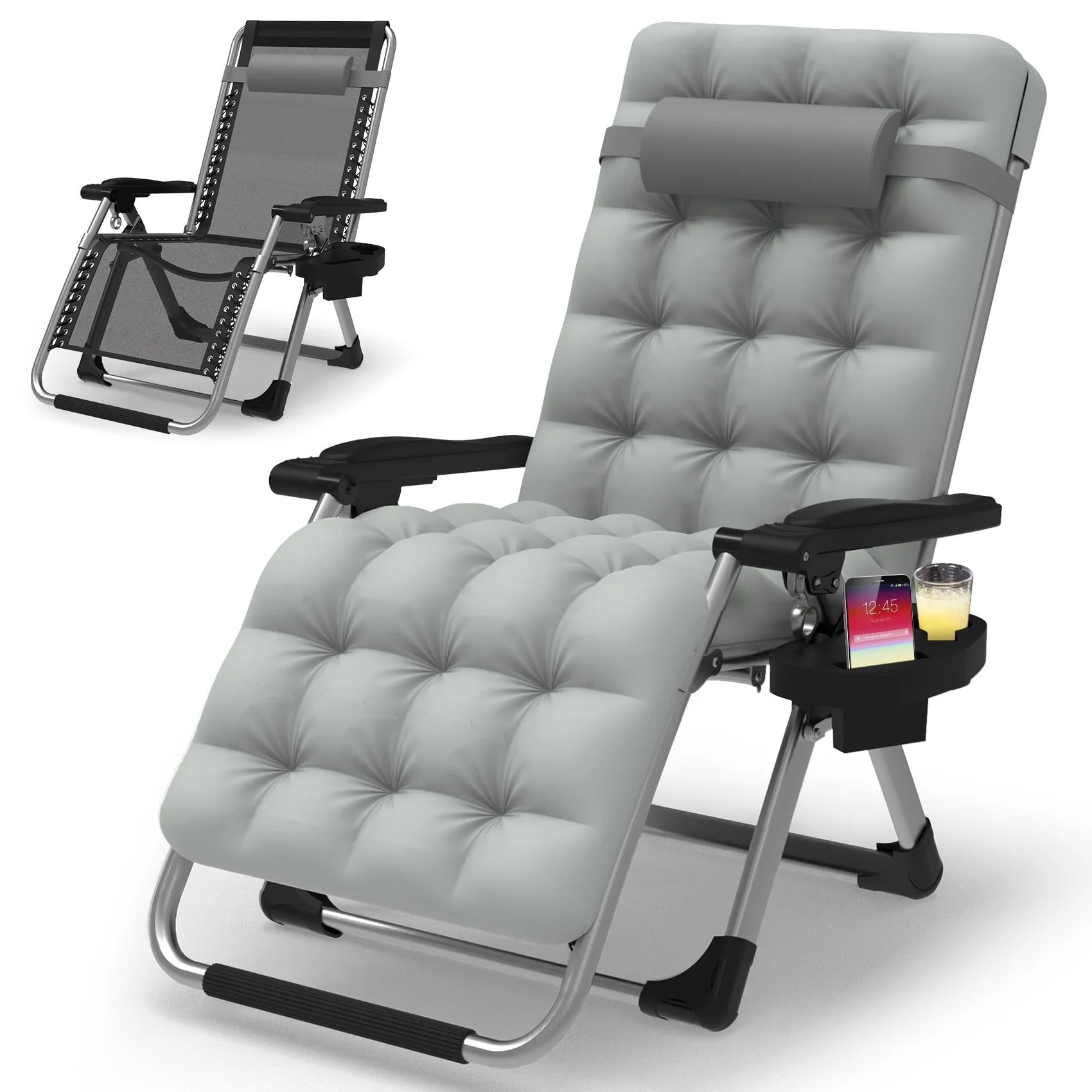 Seeutek Zero Gravity Lounge Chair, Outdoor Recliner Chair w/Detachable ...