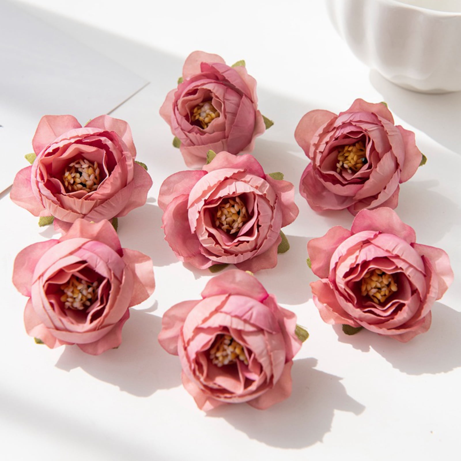 Seewan 10PCS Roses Buds Artificial Flowers Bulk, 1.6" Small Silk Fake ...