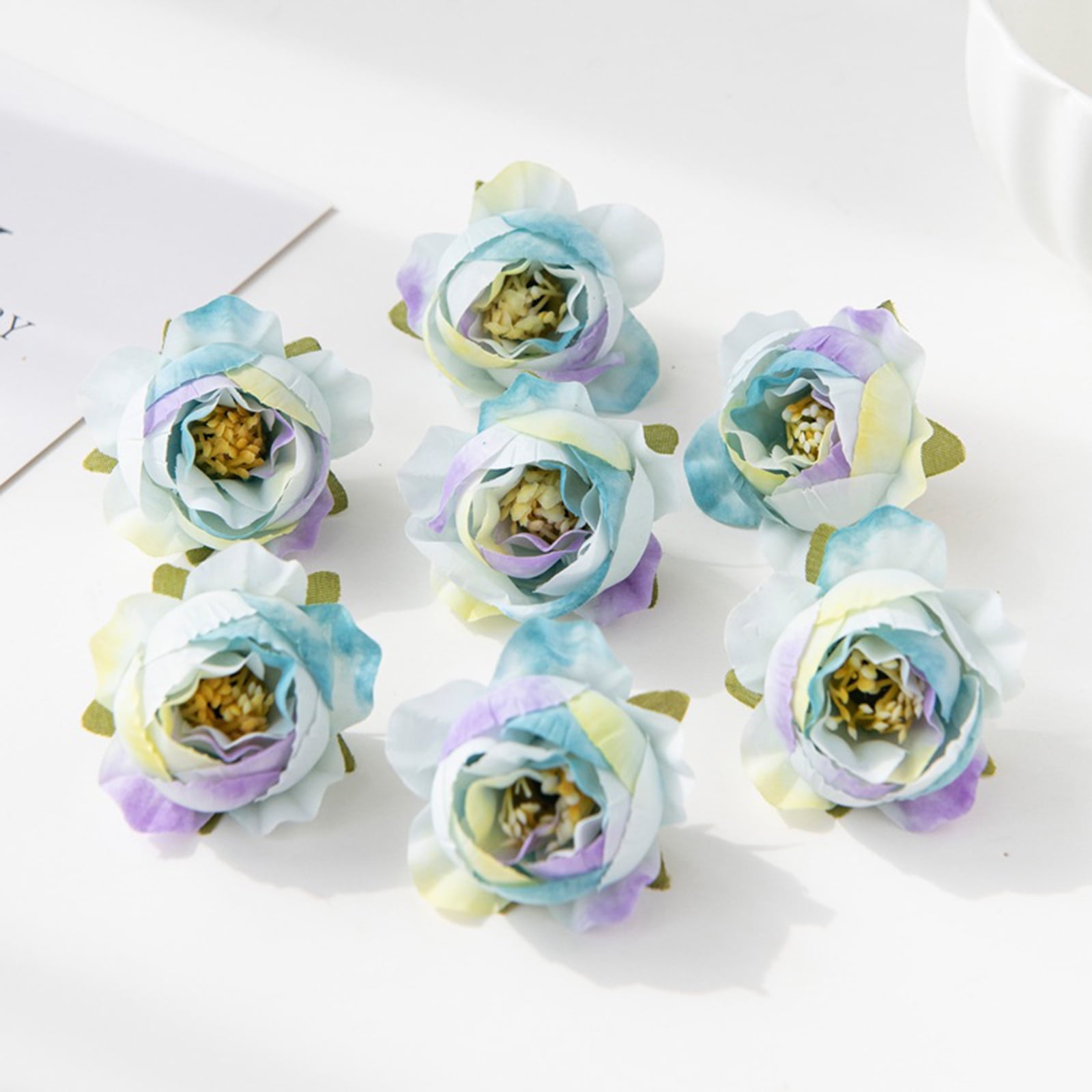 Seewan 10PCS Roses Buds Artificial Flowers Bulk, 1.6" Small Silk Fake ...