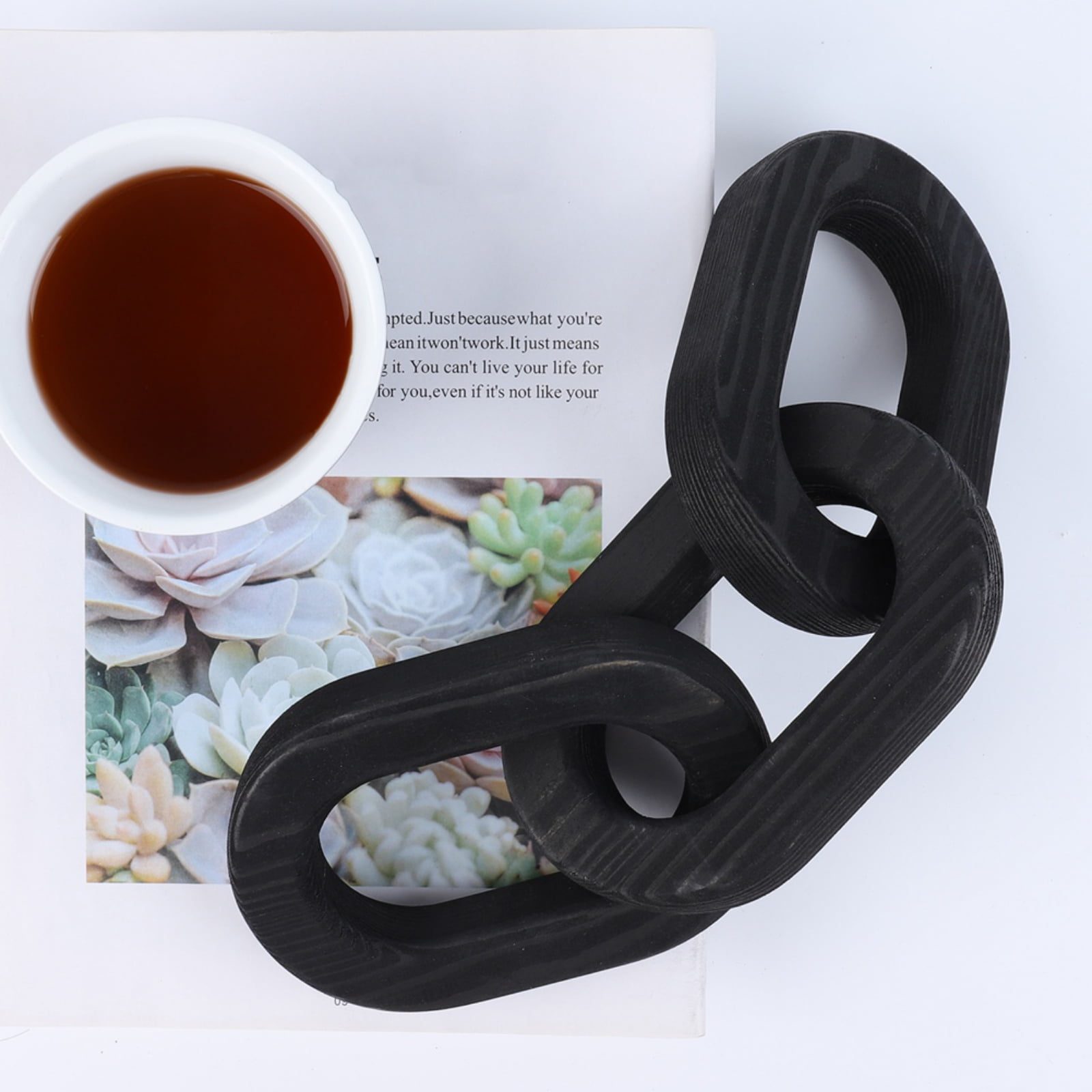 Seewan 3-Link Wood Chain Link Decor, Hand Carved Wood Knot Decorative ...