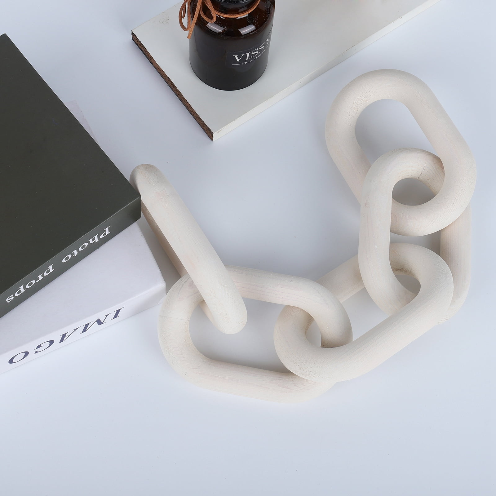 5-Link Wood Chain Link Decor – Hand Carved Wood Knot Decorative Chain ...