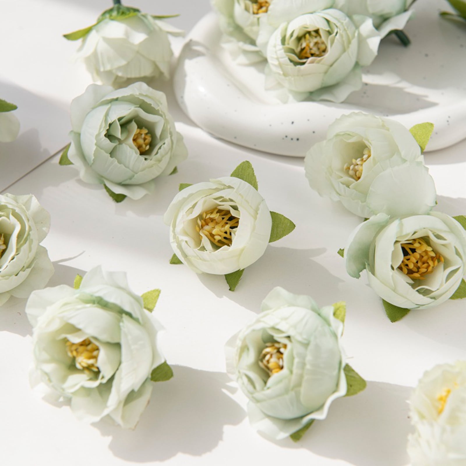 Seewan 50PCS Roses Buds Artificial Flowers Bulk, 1.6" Small Silk Fake ...