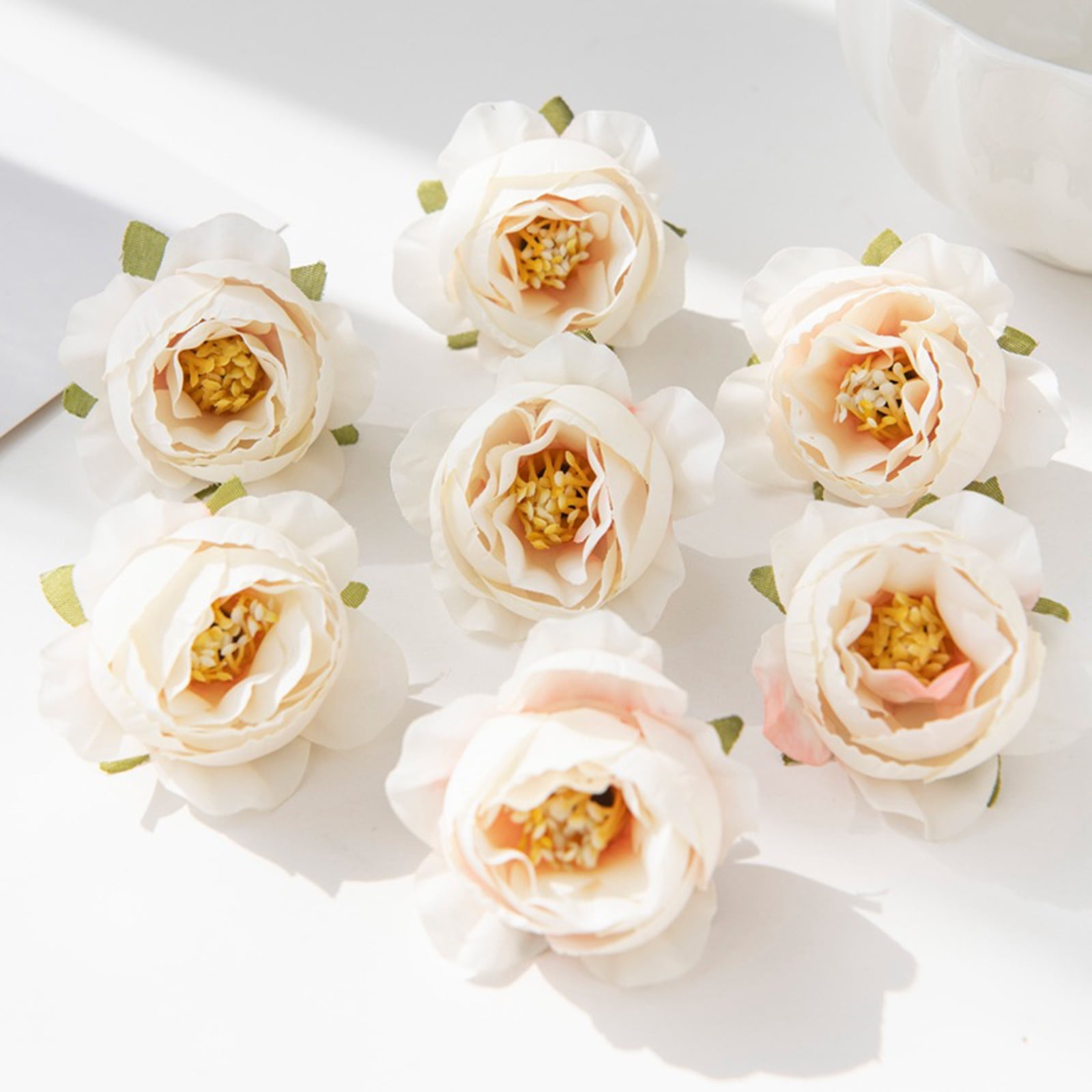 Seewan 50PCS Roses Buds Artificial Flowers Bulk, 1.6" Small Silk Fake ...