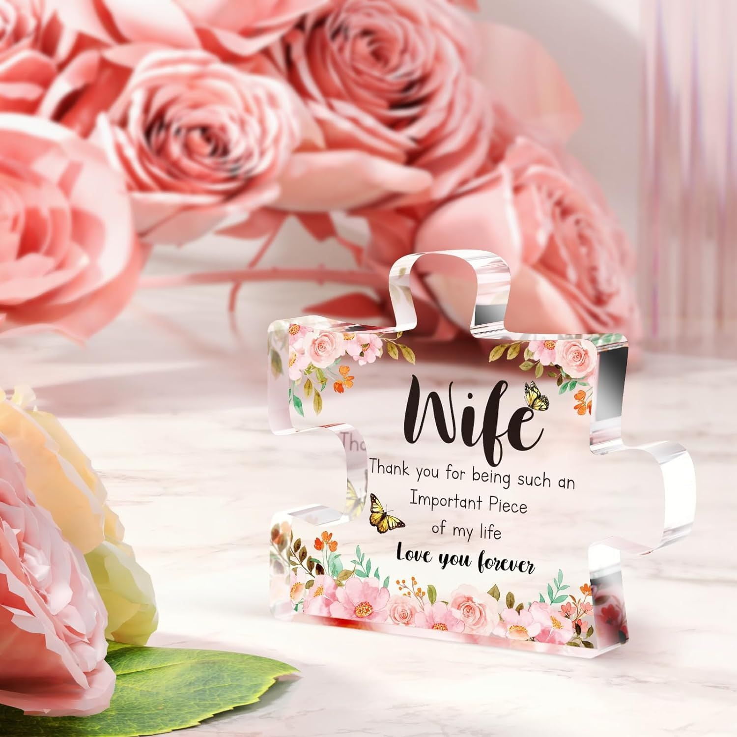 Seewan Birthday Gifts for Wife - Engraved Acrylic Block Puzzle Plaque ...