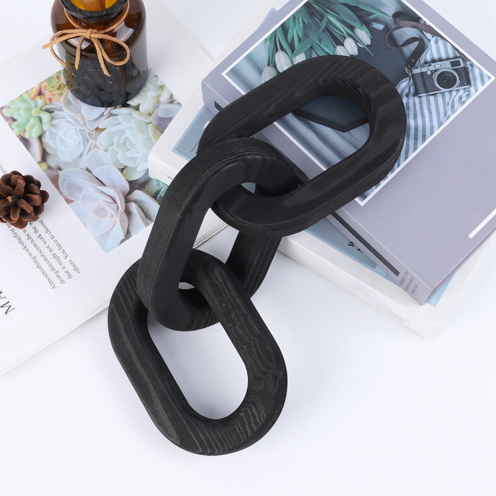 Seewan Bohemian Wooden Toroidal Buckle Chain Ornament Decoration 3 Link ...