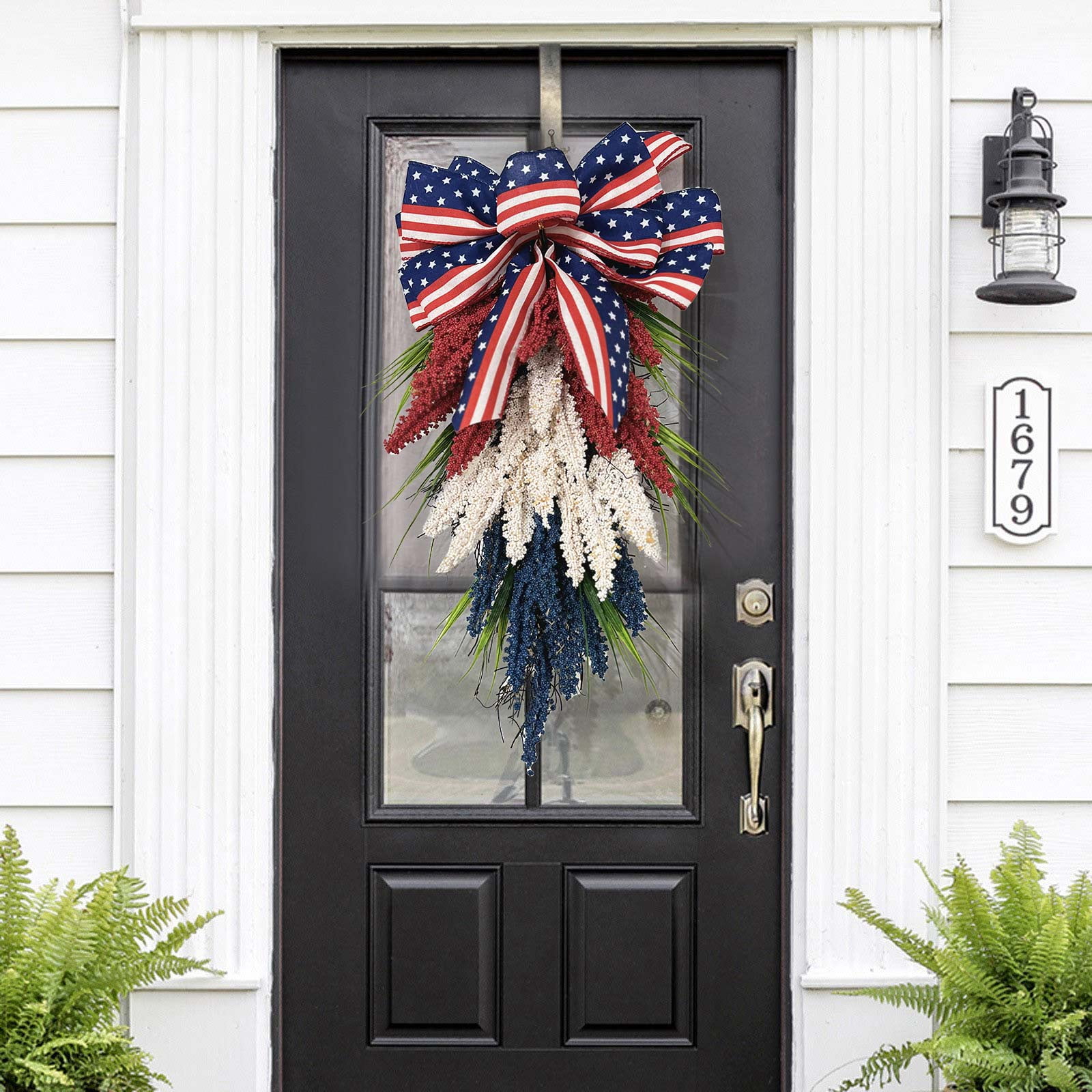 Seewan Patriotic 4th of July Swag, 18", Burlap with Stars and Stripes - Walmart.com