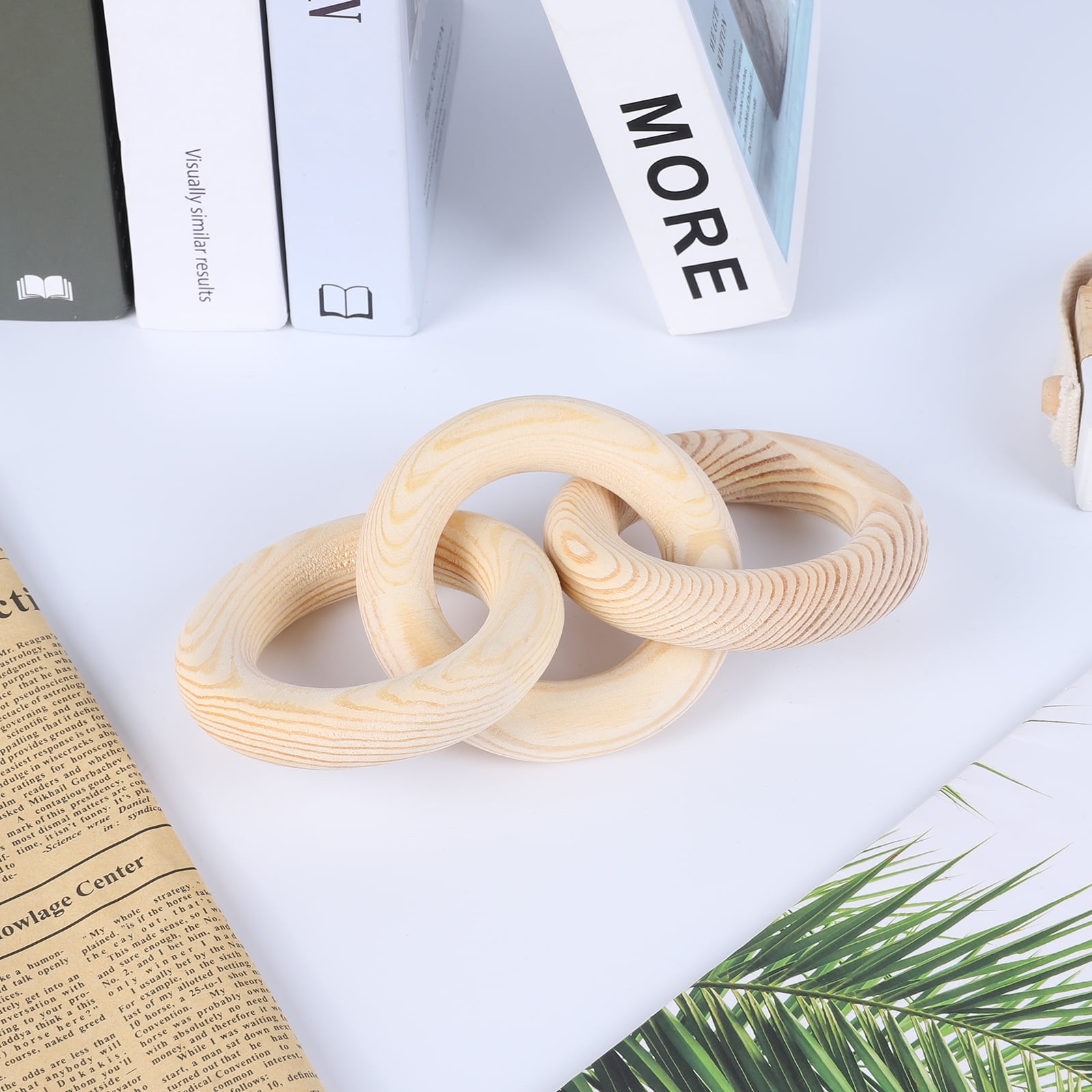 Seewan Wood Chain Link Decor for Coffee Table, Rustic Handmade 3 Link ...