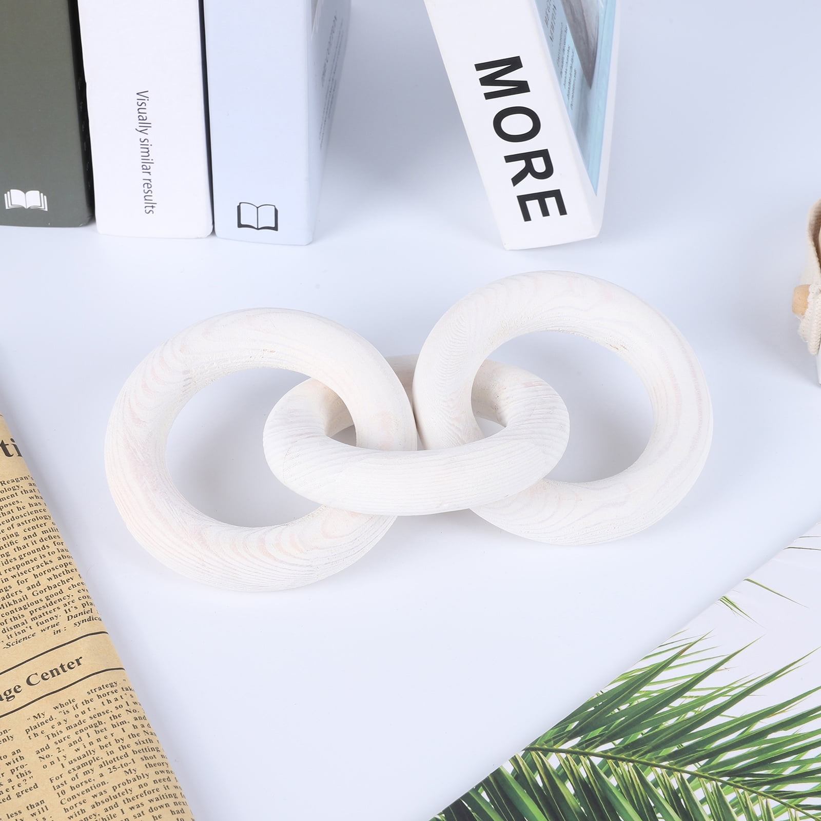 Wood Chain Link Decor for Coffee Table, Rustic Handmade 3 Link Wood ...