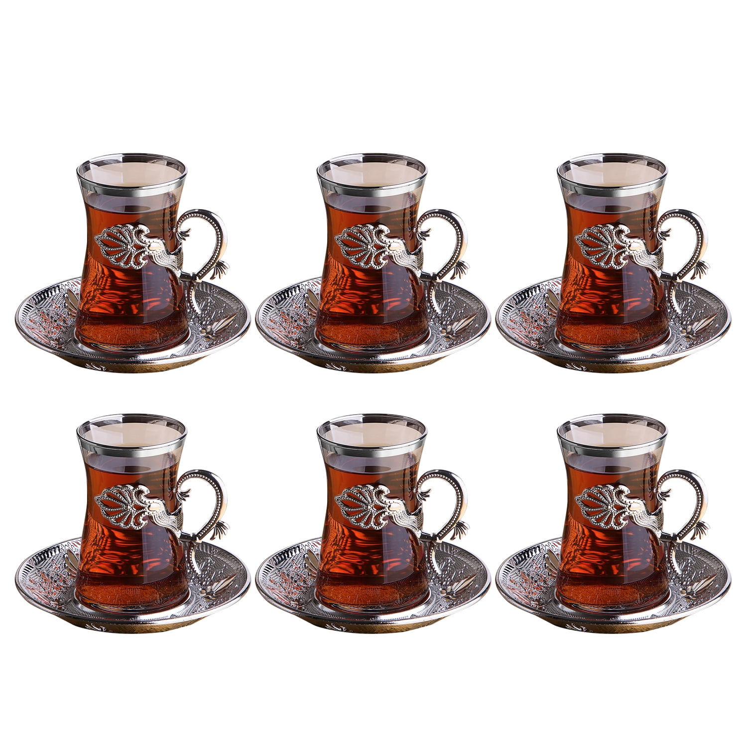 Sefa Turkish Tea Glass Set of 6 | Turkish Tea Glasses with Holders ...