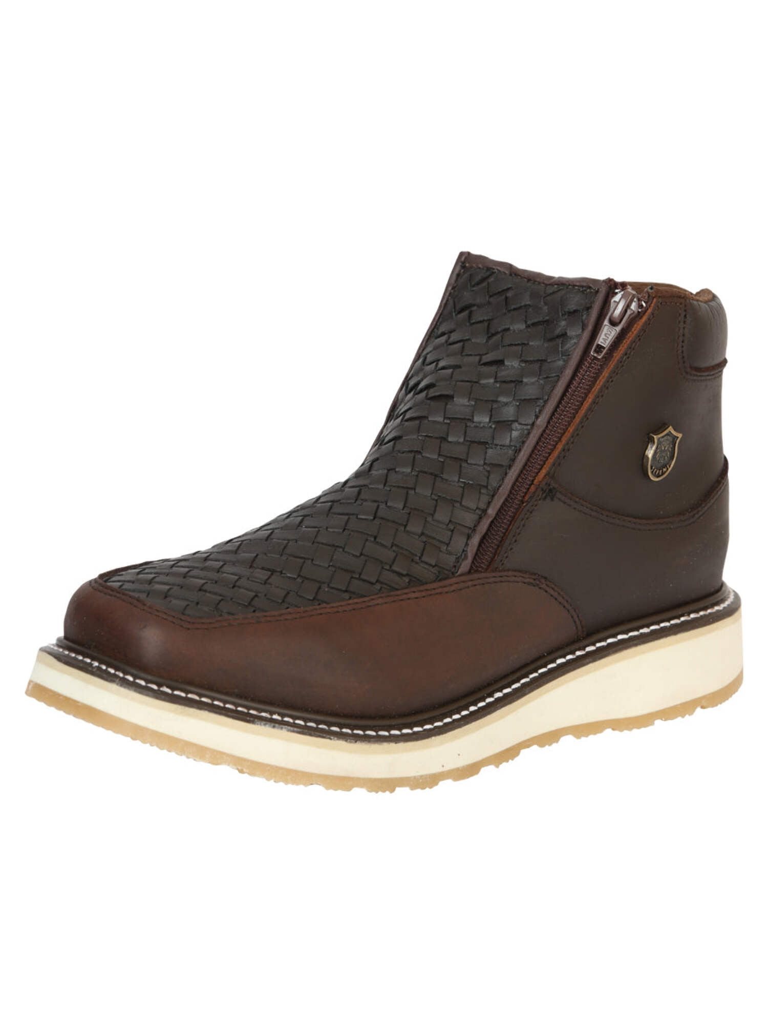Sefeni Men’s Double Zipper Shoe Crazy Leather -Choco 45395 - Walmart.com