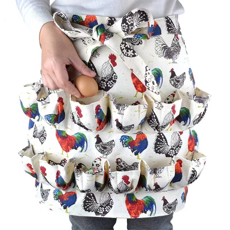 Sefiron Chicken Egg Collecting Apron,12 Deep Pockets Hen Duck Goose ...
