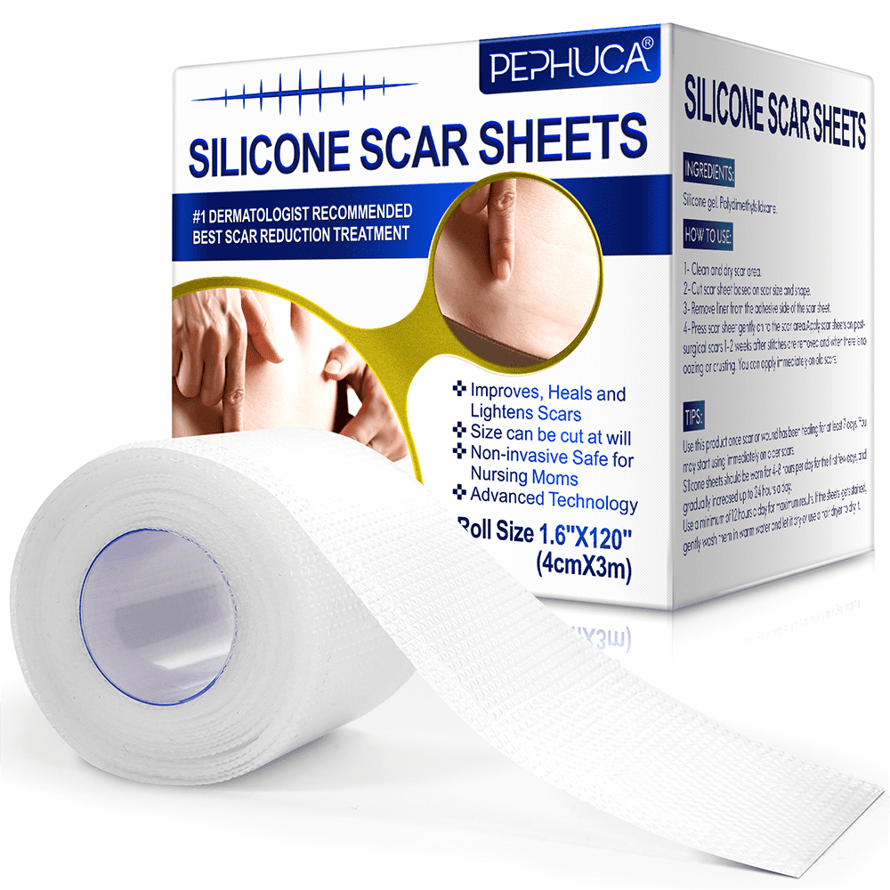 Sefudun Medical Grade Silicone Scar Sheets - 1.6" x 120" Reusable ...