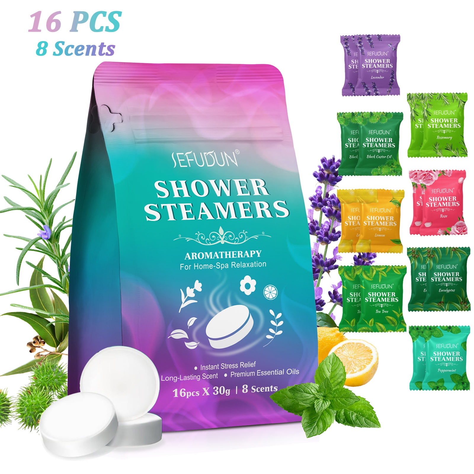 Sefudun Shower Steamers 16 Pack - Shower Bombs with Natural Essential ...