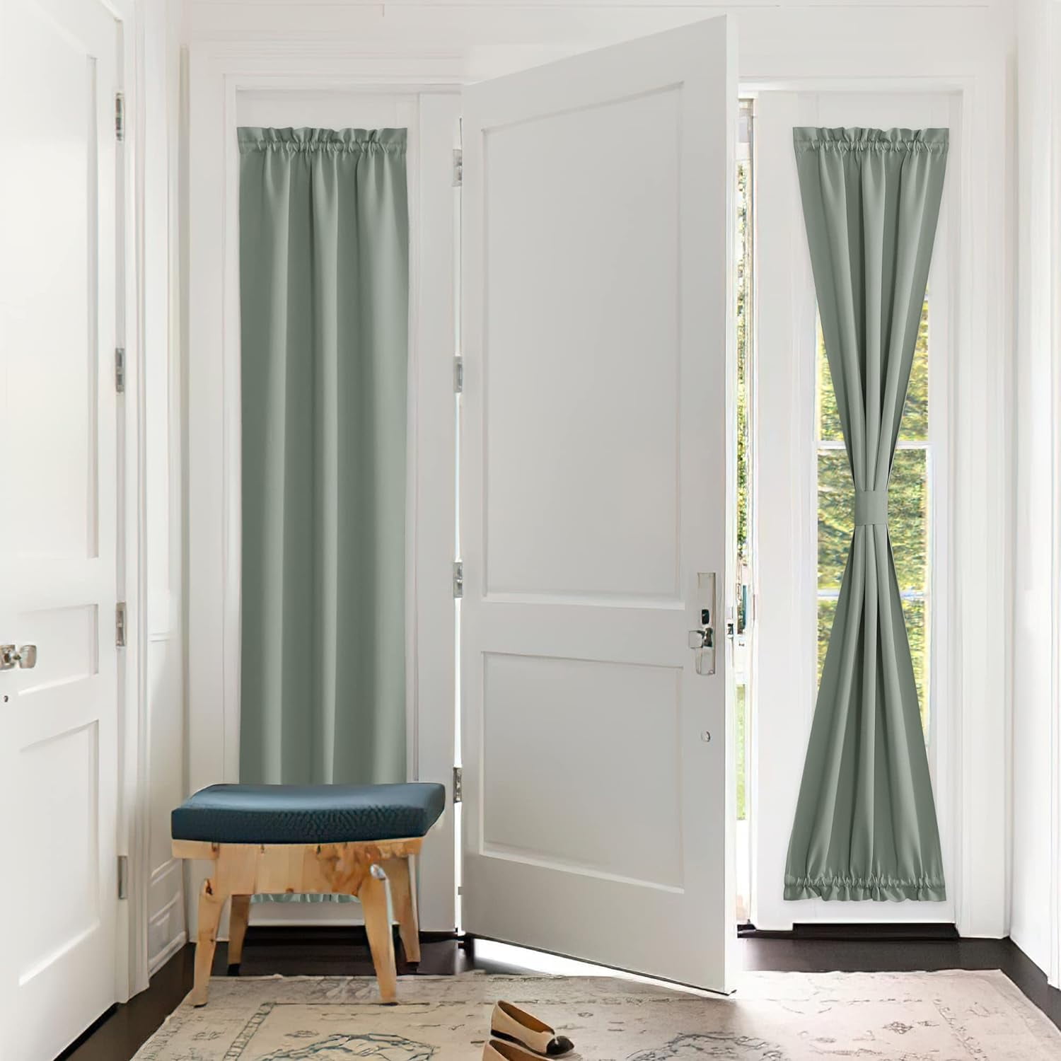 Sega Green French Door Curtains - Front Door Curtains for Small Window ...