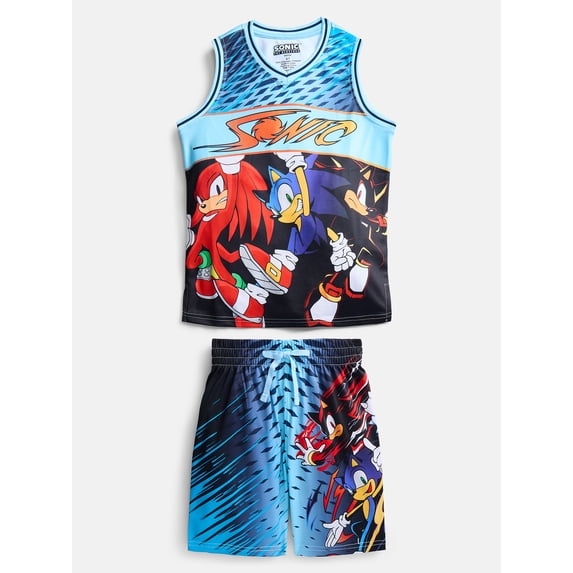 Sonic the Hedgehog Boys Basketball Jersey and Matching Shorts Set, 2 ...