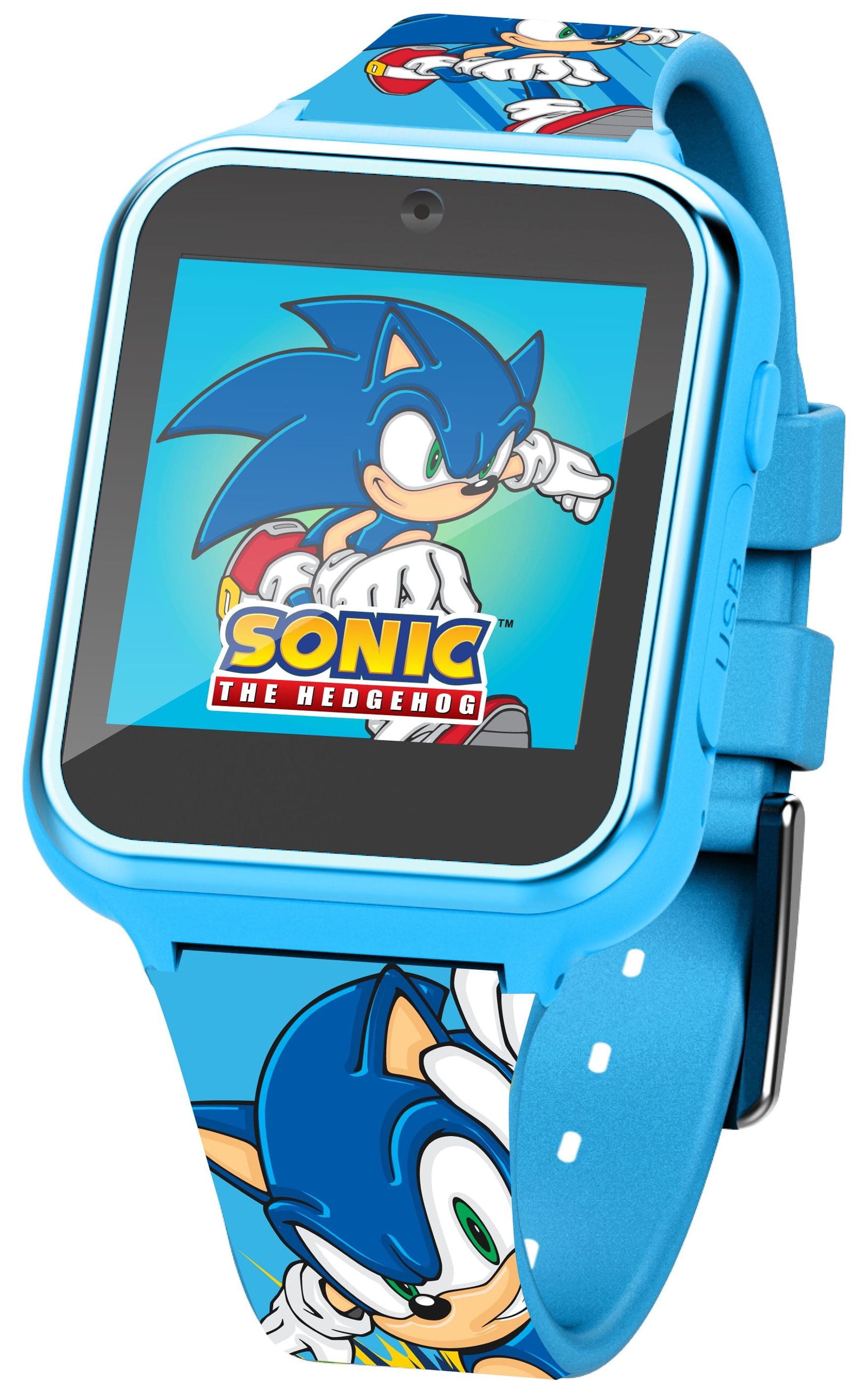 Sega Sonic The Hedgehog iTime Unisex Child Smart Watch with Silicone Strap and Blue Case 42mm ...