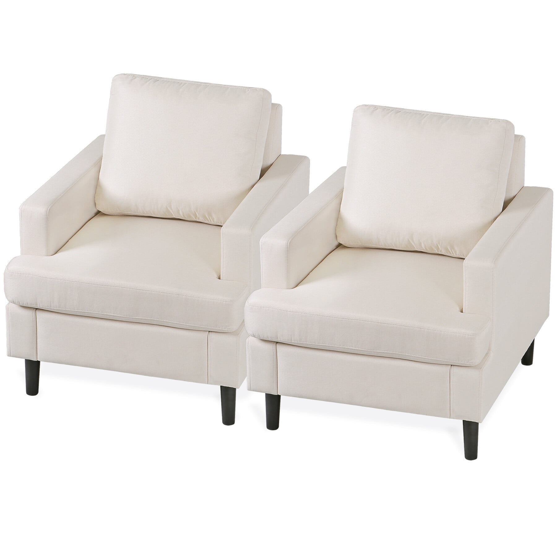 Segawe 2 Pack Upholstered Accent Armchair Linen Single Sofa Chair Mid ...