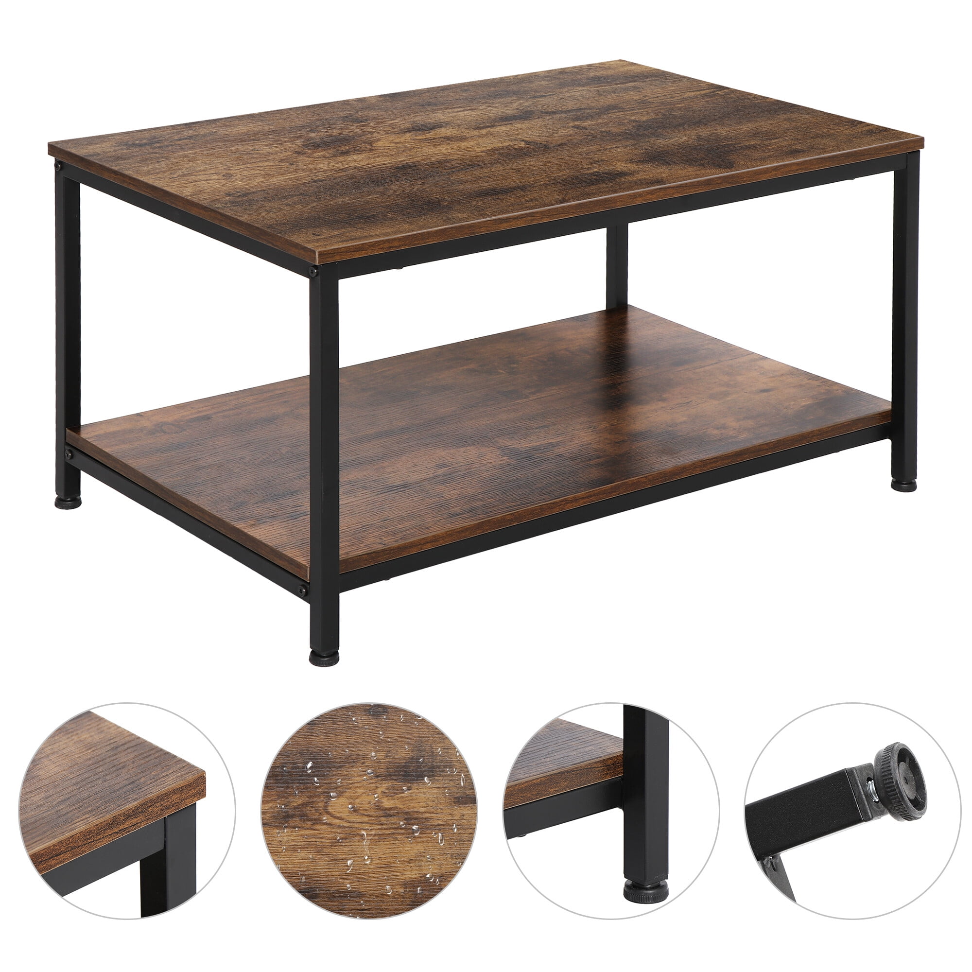 Segawe 2-Tier Wood Coffee Table 39-in Rectangle Cocktail Table W ...