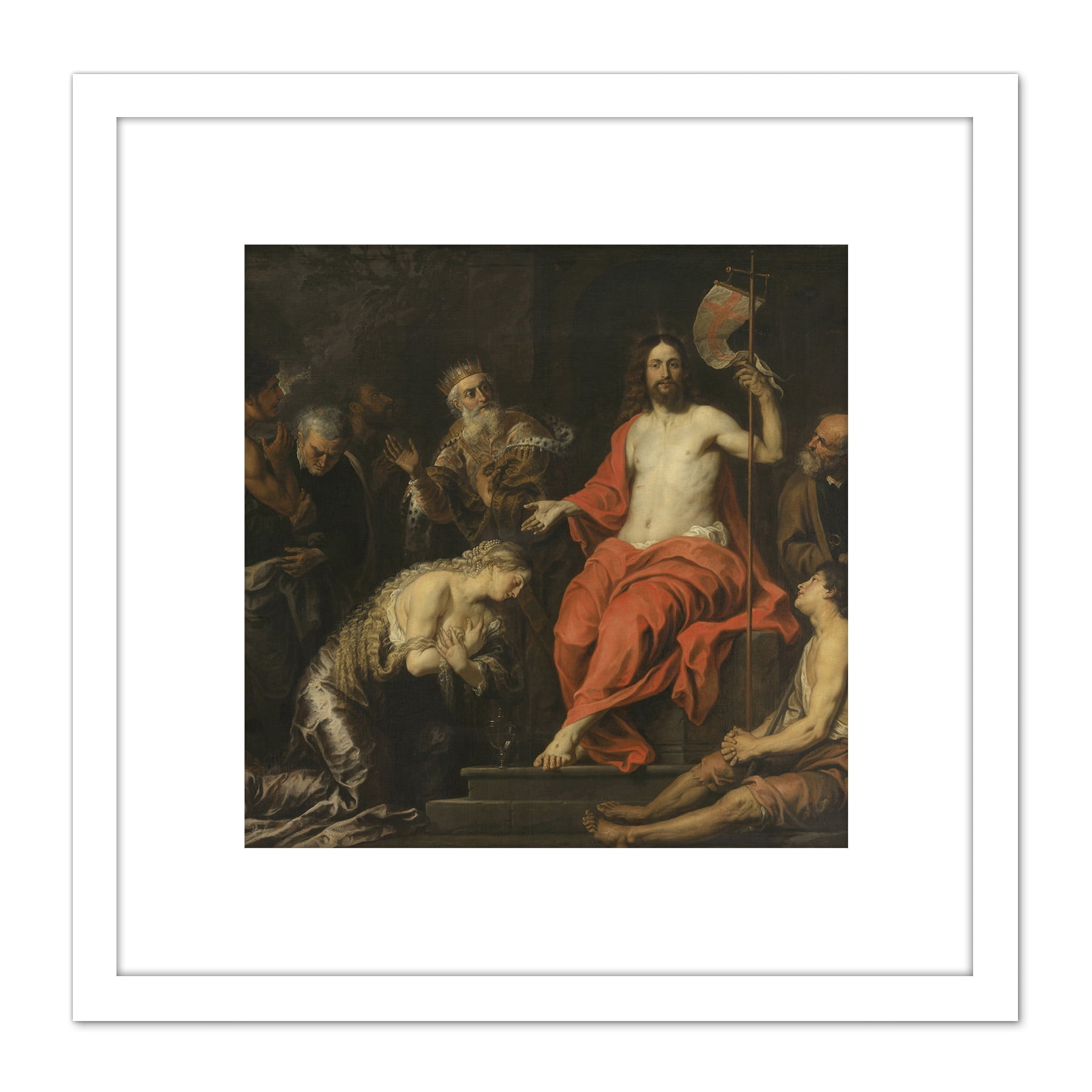 Seghers Christ And Penitent Sinners Painting 8X8 Inch Square Wooden ...