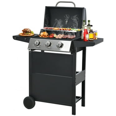 Small Gas Barbecue Grill,Stainless Steel Gas BBQ Grill with 3 Burner ...