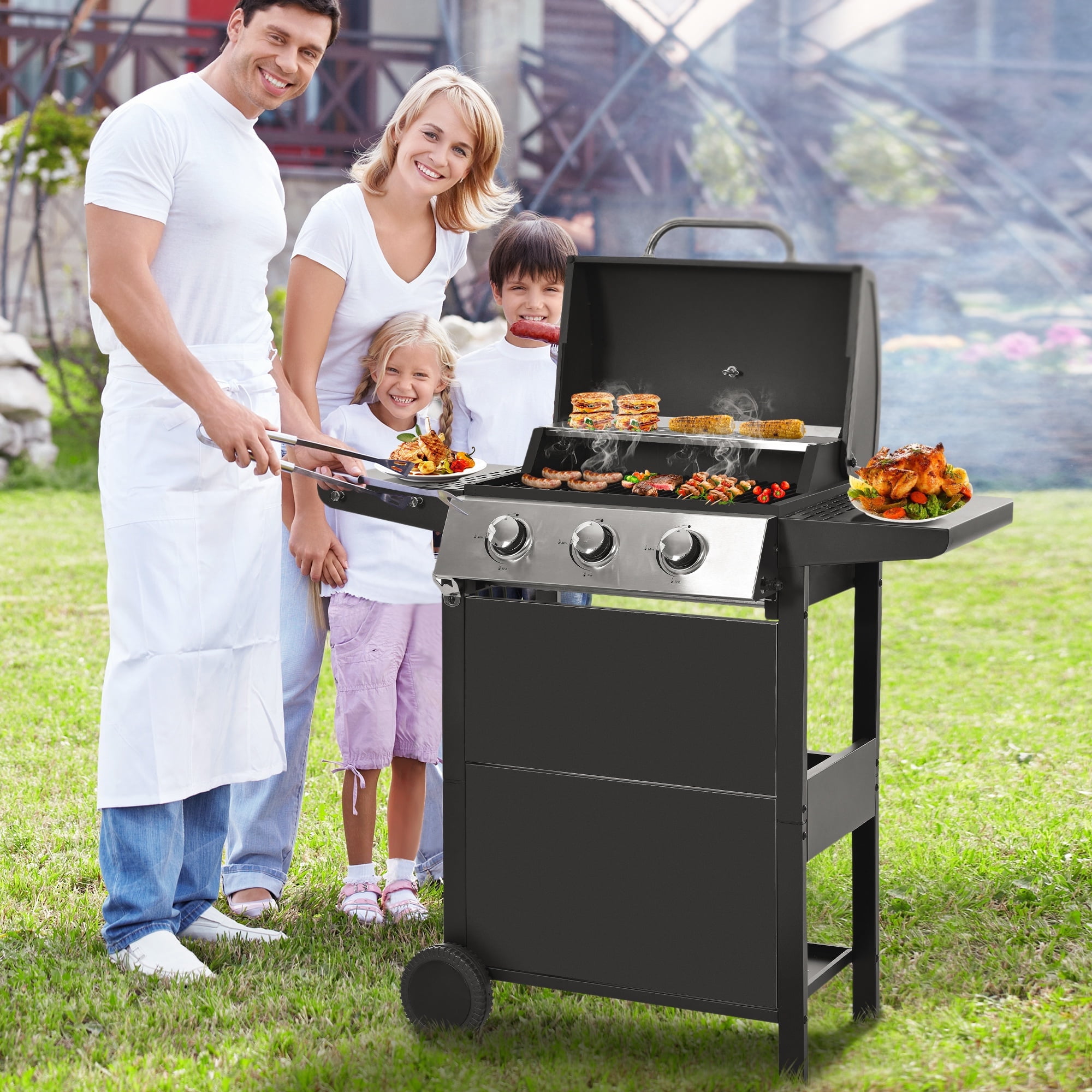 Segmart 3 Burner Grill Propane Gas Outdoor Grill, Stainless Steel ...