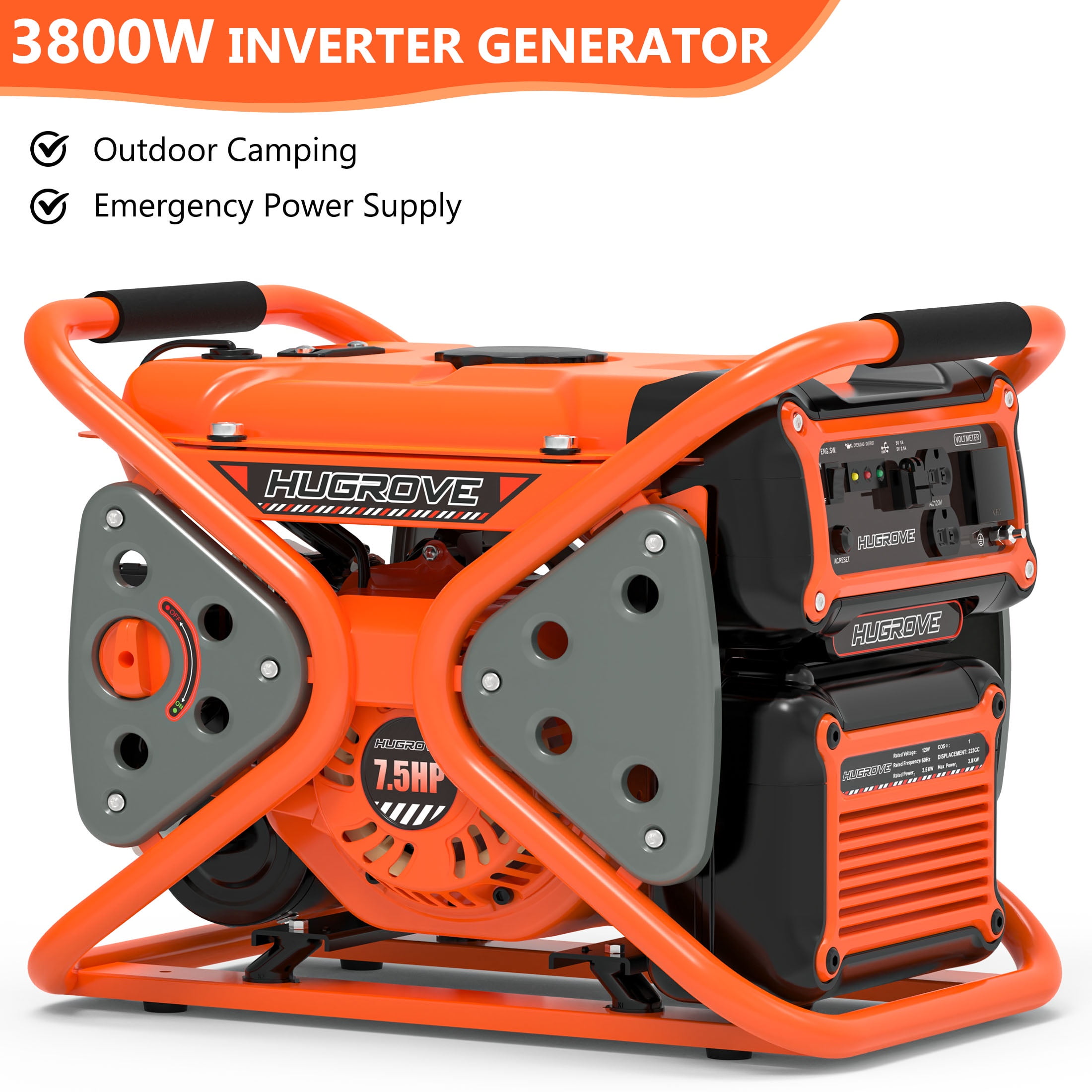 Segmart 3800W Portable Inverter Generator, Gas Powered Super Quiet ...
